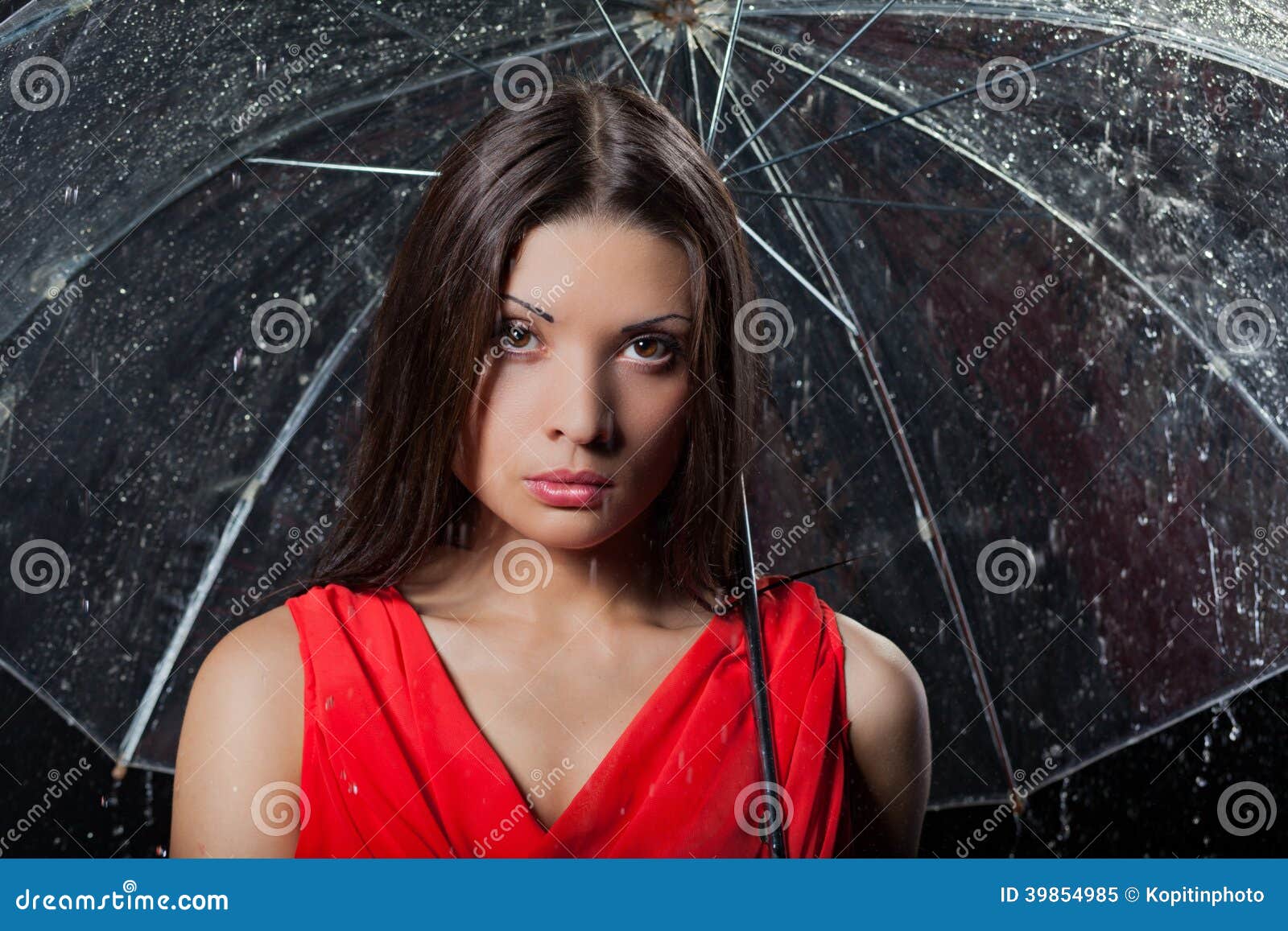 Pretty Woman With Umbrella Under Stock Image Image Of Person Bright