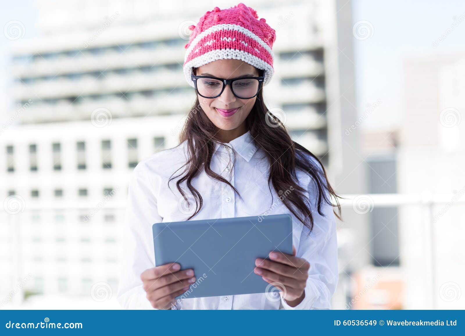 Pretty Woman Using Her Tablet Pc Stock Image - Image of adult ...