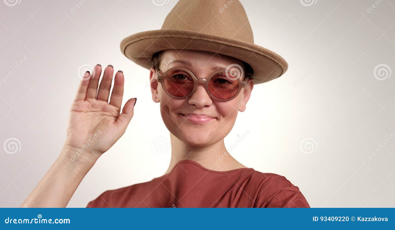 Pretty Woman Wave Hello and Good Bye with Hand Stock Footage - Video of ...