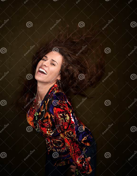 Pretty Woman With Wild Hair Stock Image Image Of Lady Shirt 13439143