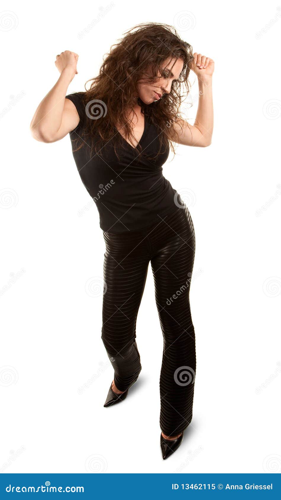 Pretty Woman With Wild Hair Stock Image Image Of Alone Black 13462115