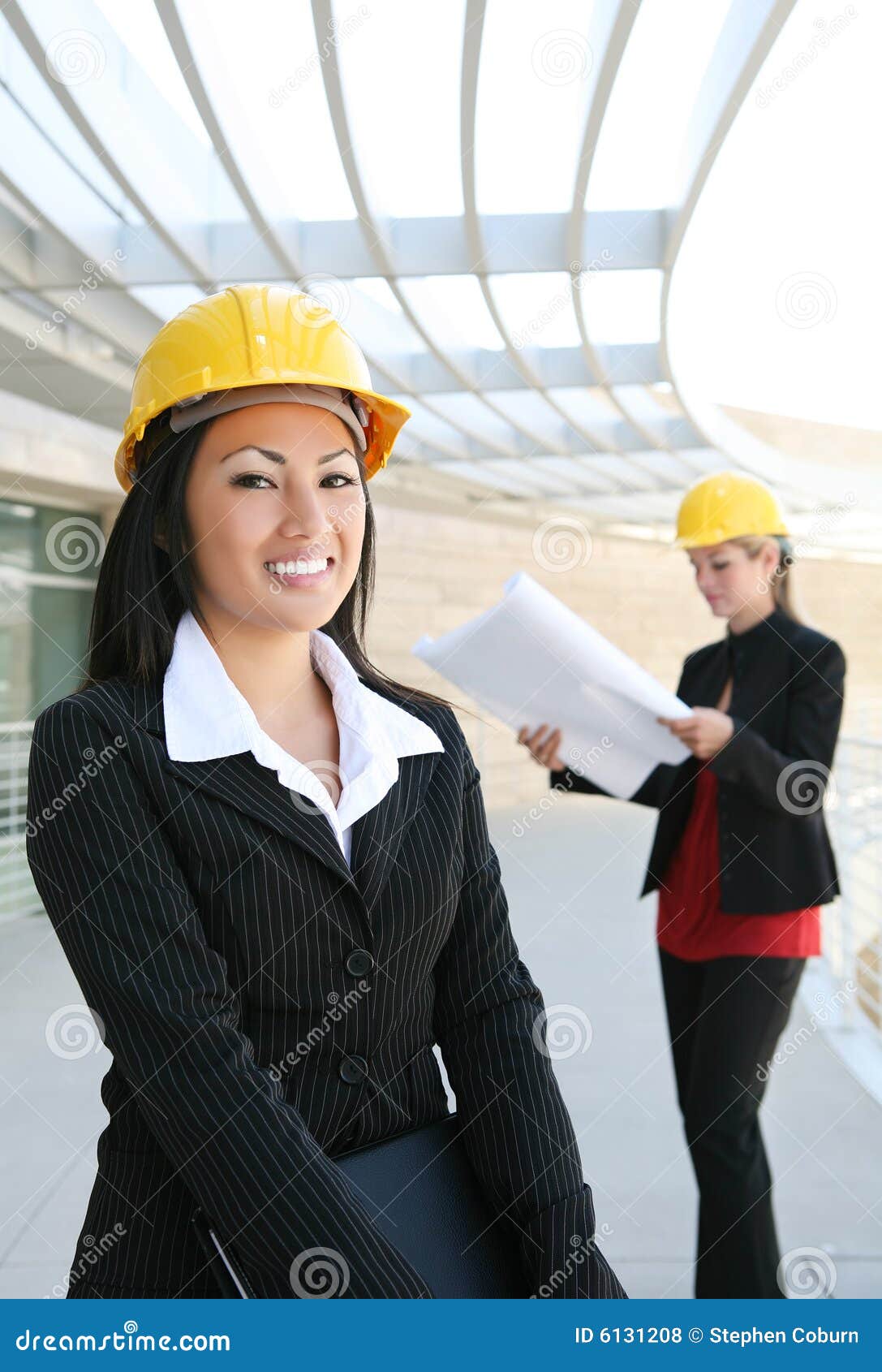 Pretty Women Architects on Construction Site Stock Photo - Image of ...