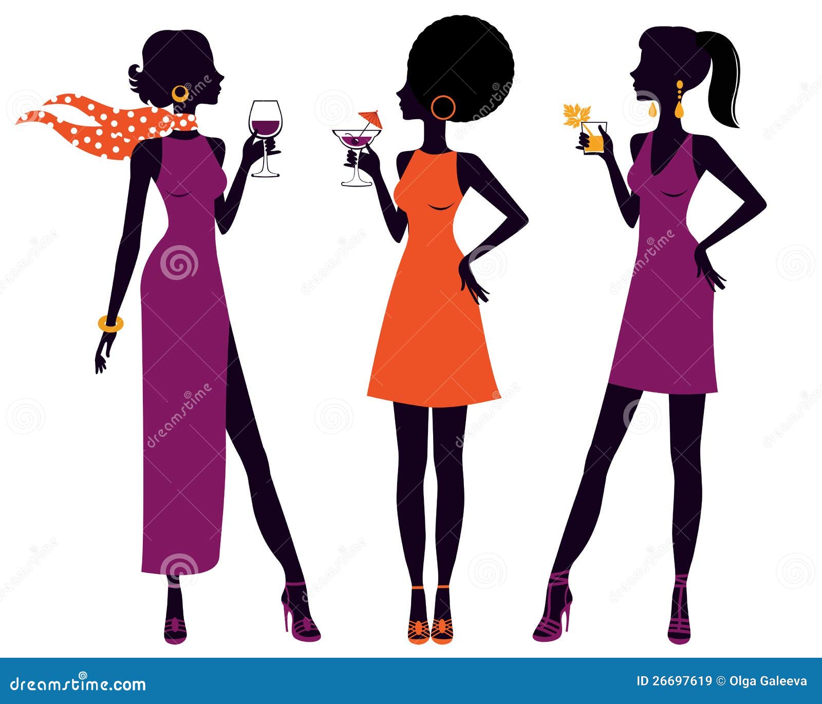 Pretty Women at Cocktail Party Stock Vector - Illustration of high ...