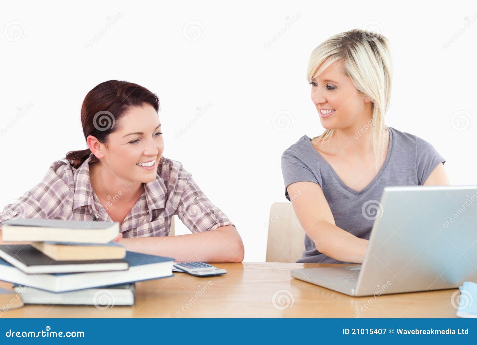 Pretty Women Learning with Laptop and Books Stock Image - Image of ...