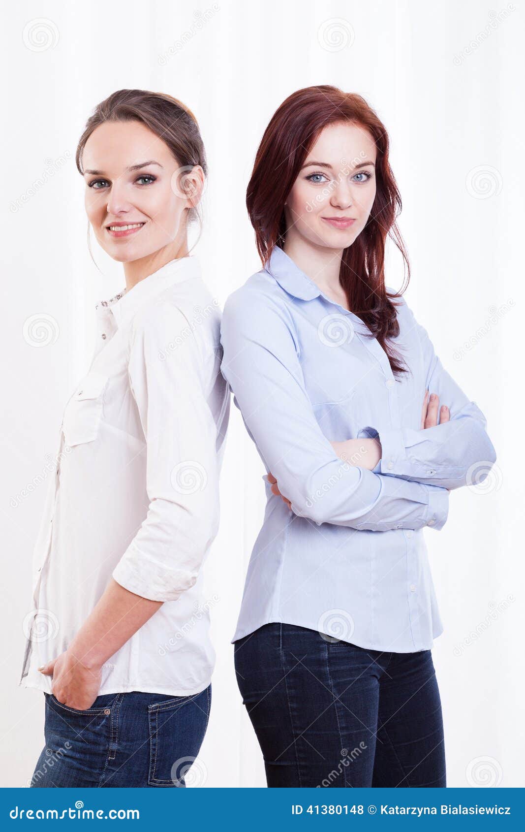 Pretty Women Standing Back To Back Stock Photo - Image of lifestyle ...
