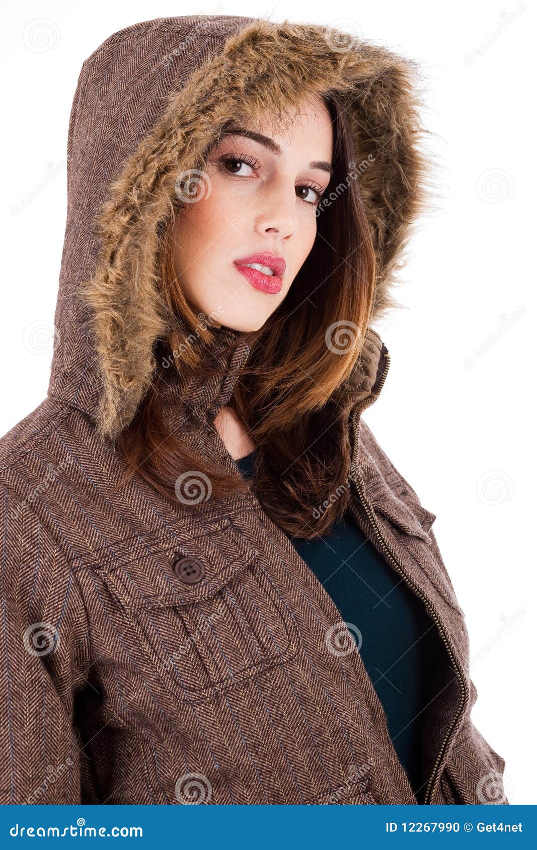 Pretty Women with Winter Jacket Stock Photo - Image of isolated ...