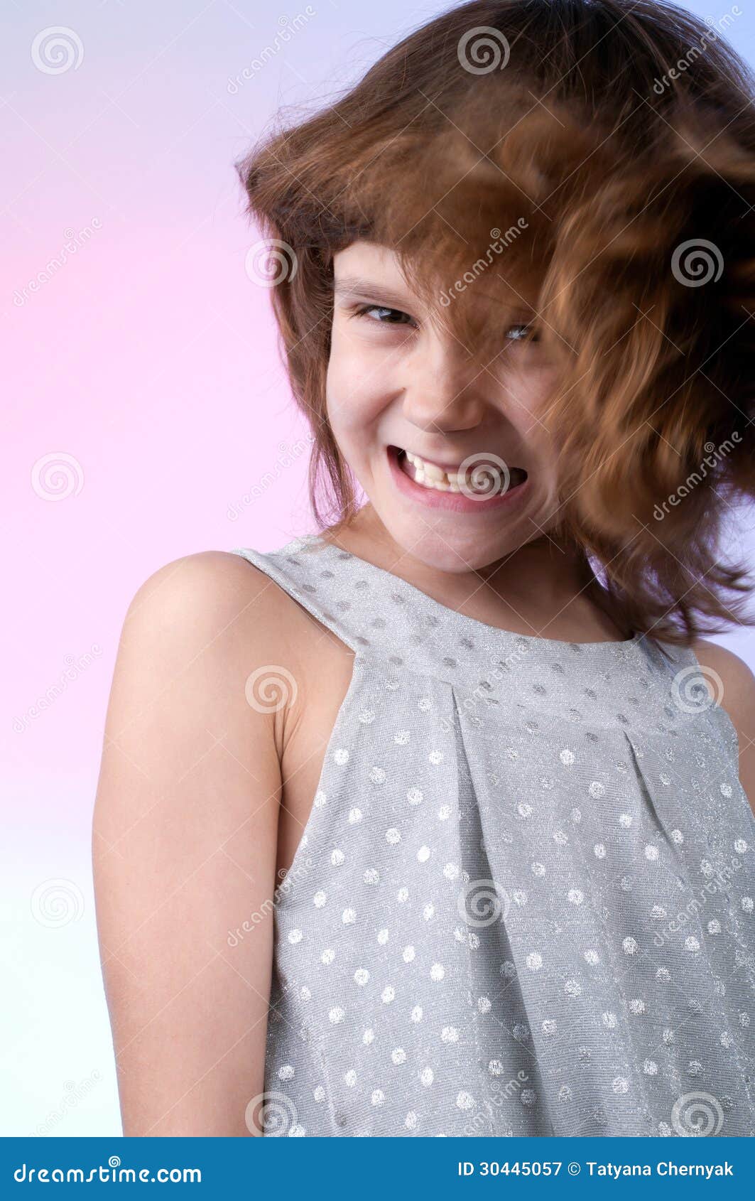 Pretty 8 Year Old Girl In Silver Dress Stock Image Image Of Floating