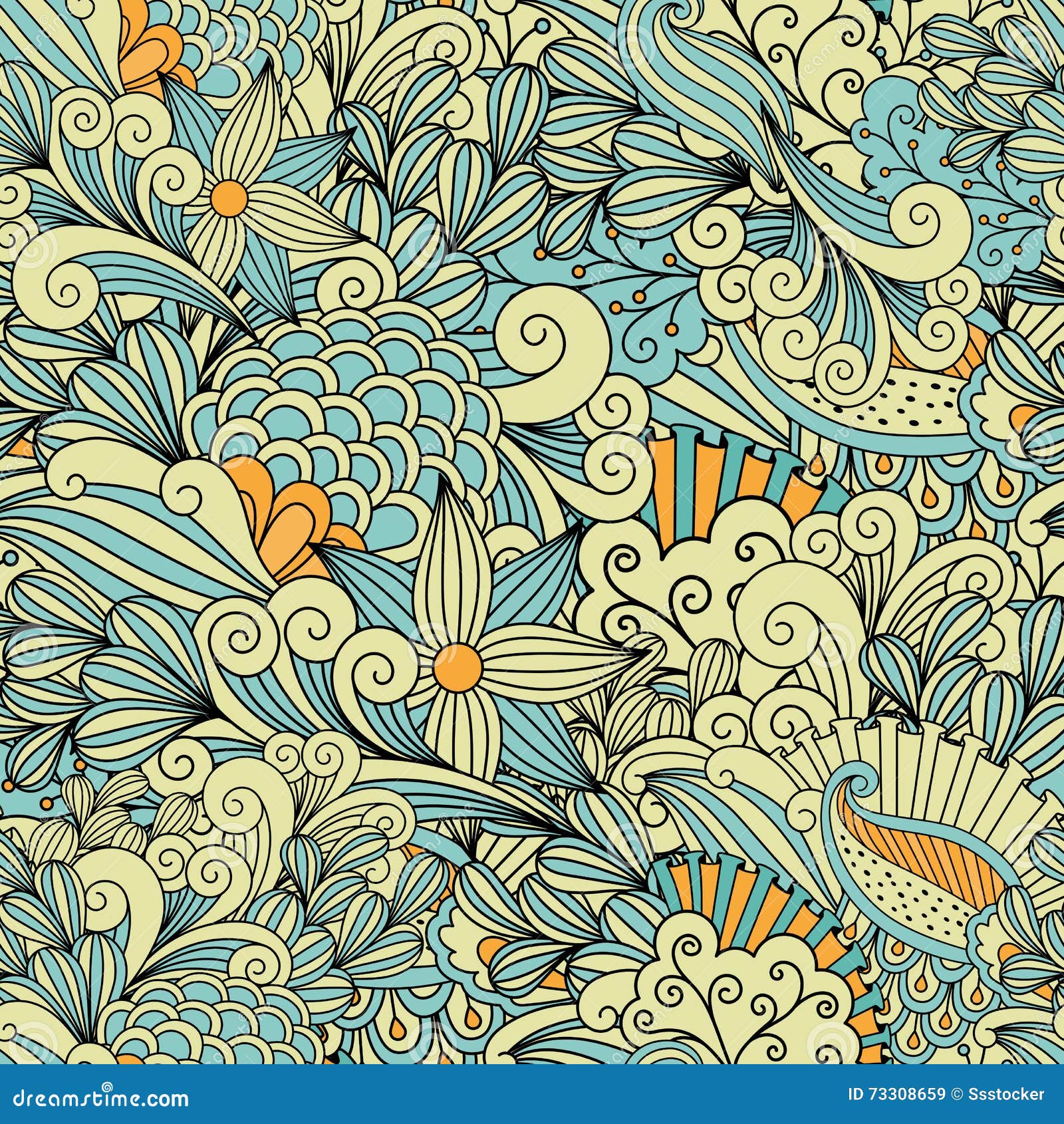 Pretty Yellow and Blue Background Made of Patterns Stock Vector ...