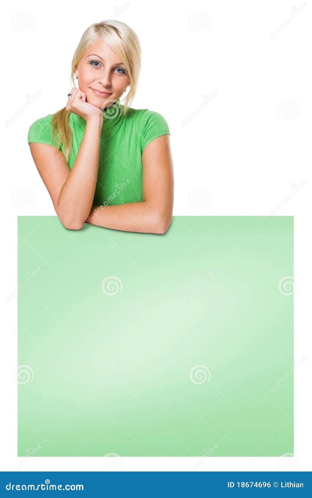 Pretty Young Blond Girl with Green Copy Space. Stock Photo - Image of ...
