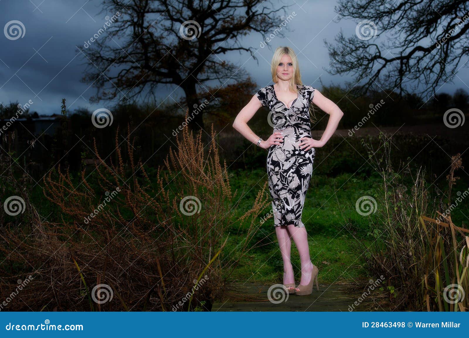 Pretty Young Blonde Female Posing Outdoors Stock Photo - Image of ...