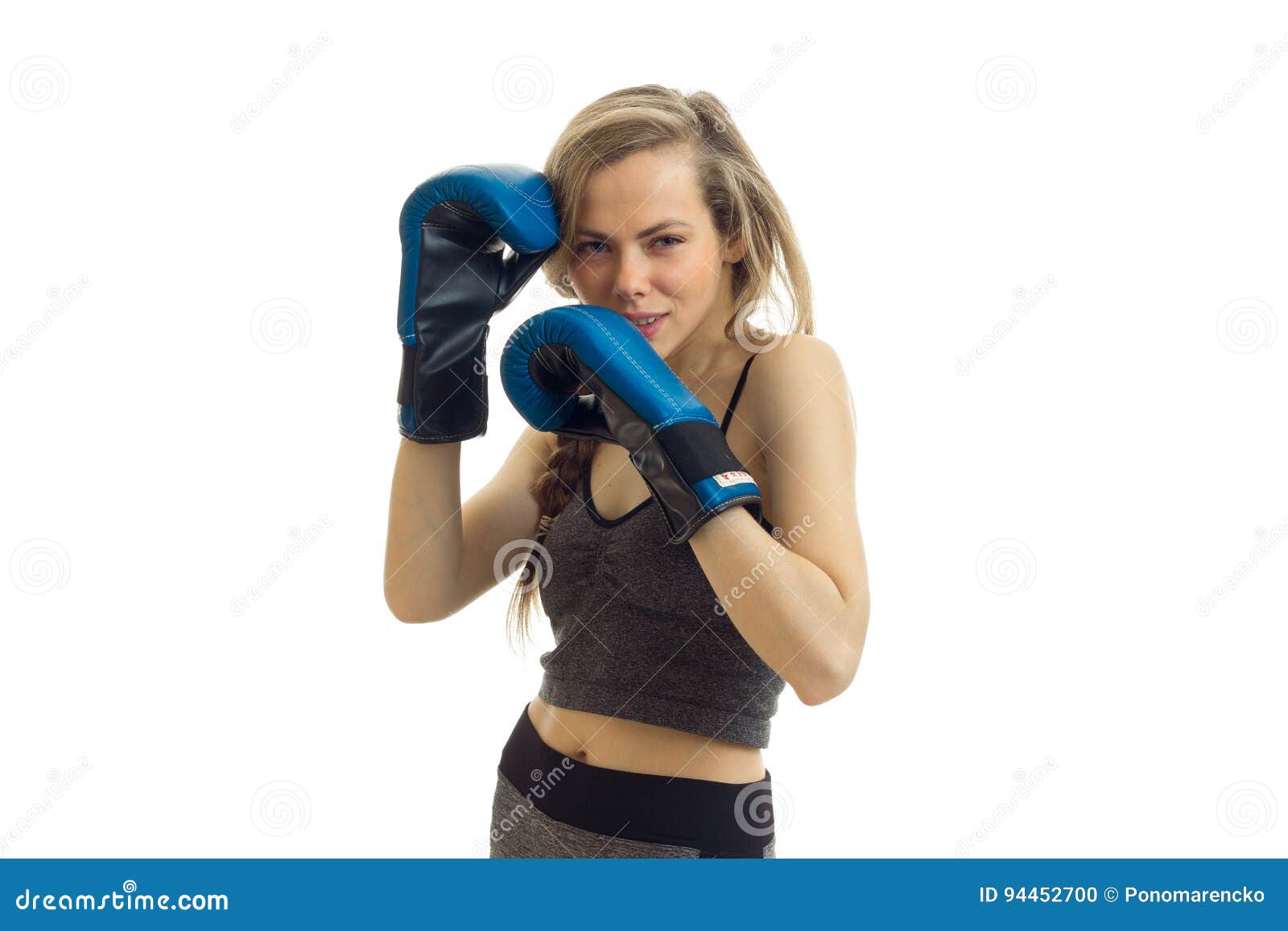Pretty Young Blonde Practicing Boxing in Studio Stock Photo - Image of ...