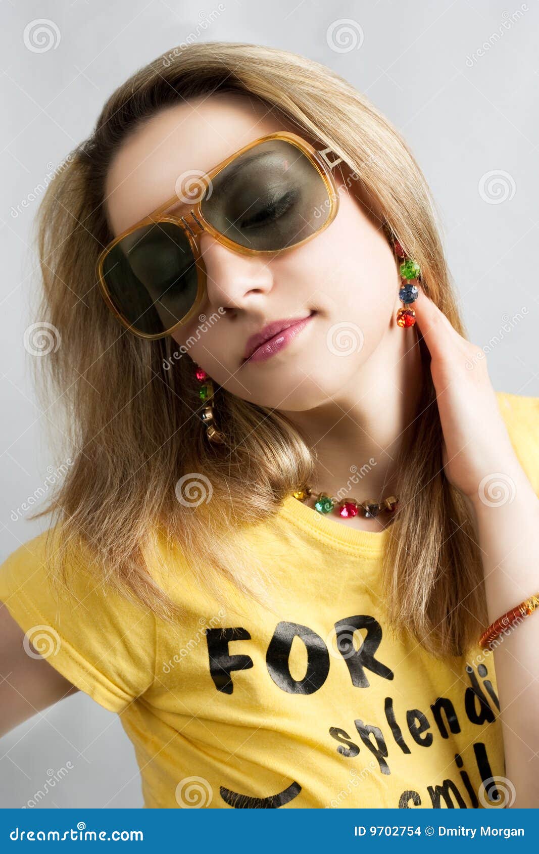 Pretty Young Blonde Thinking Stock Photo - Image of hand, touch: 9702754