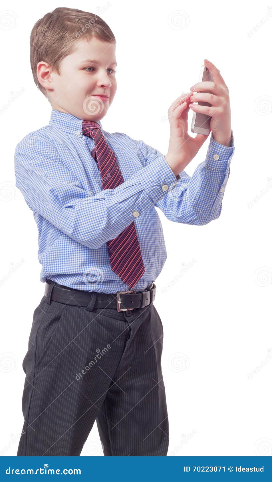 Pretty Young Boy Looking at Smartphone Stock Image - Image of blue ...