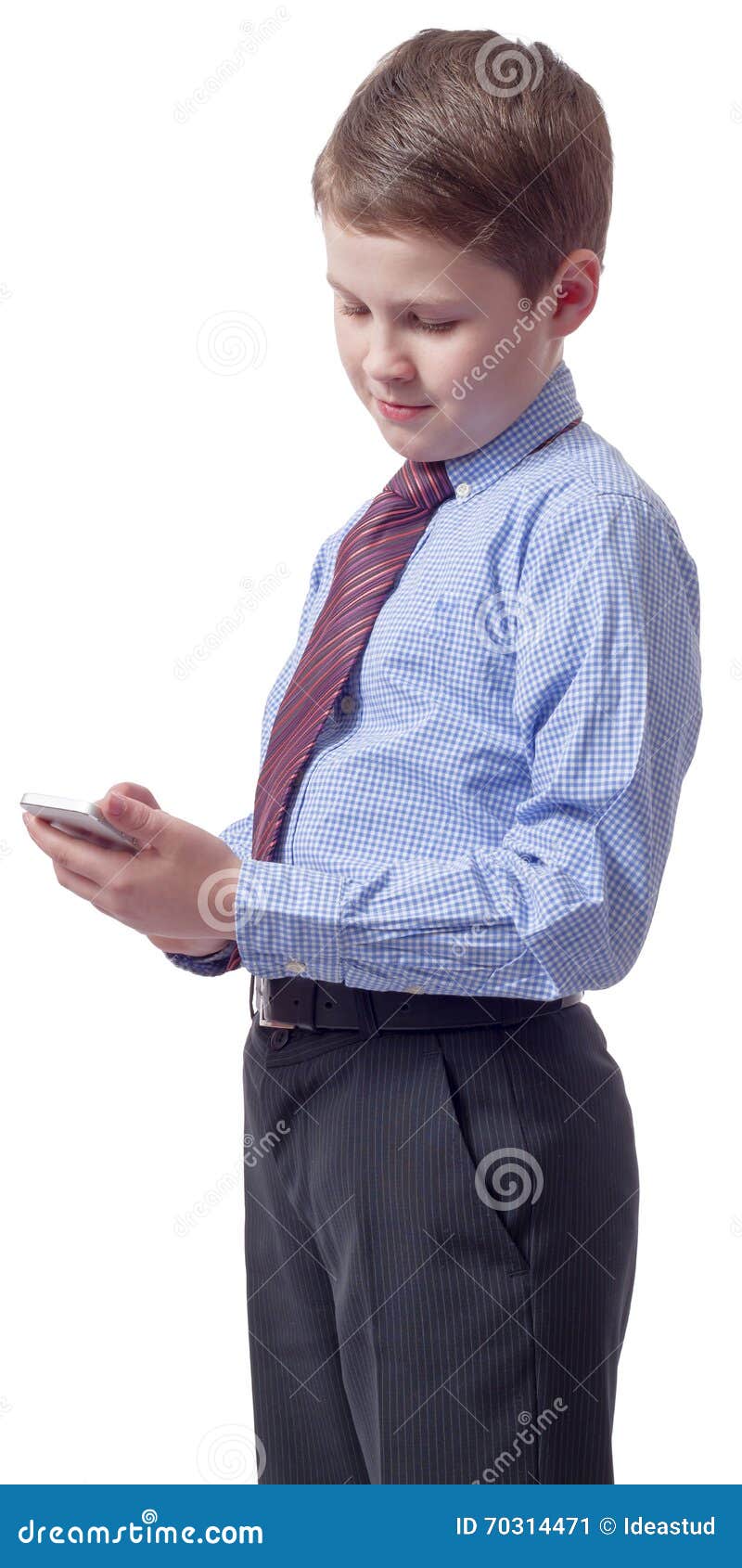 Pretty Young Boy Looking at Smartphone Stock Image - Image of ...