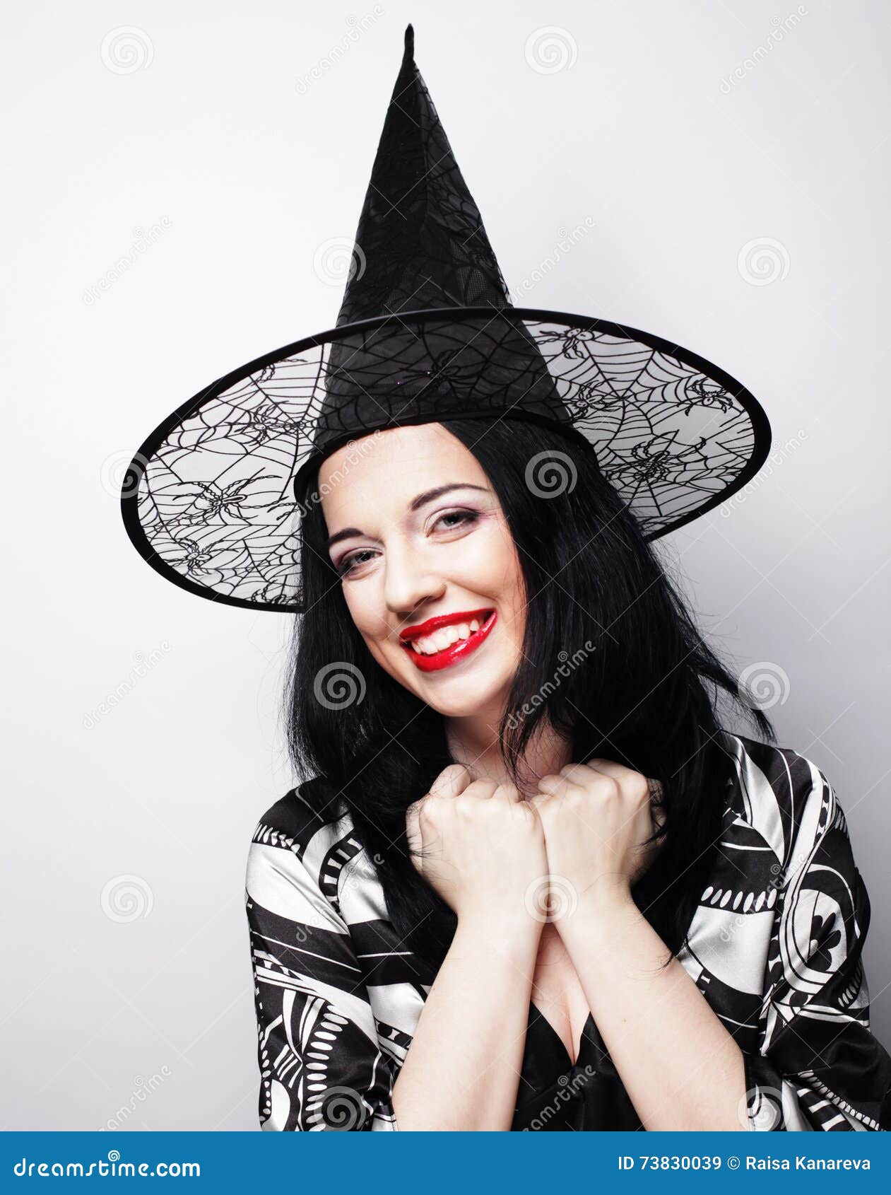 Pretty Young Brunette Witch with Black Hat Stock Image - Image of ...