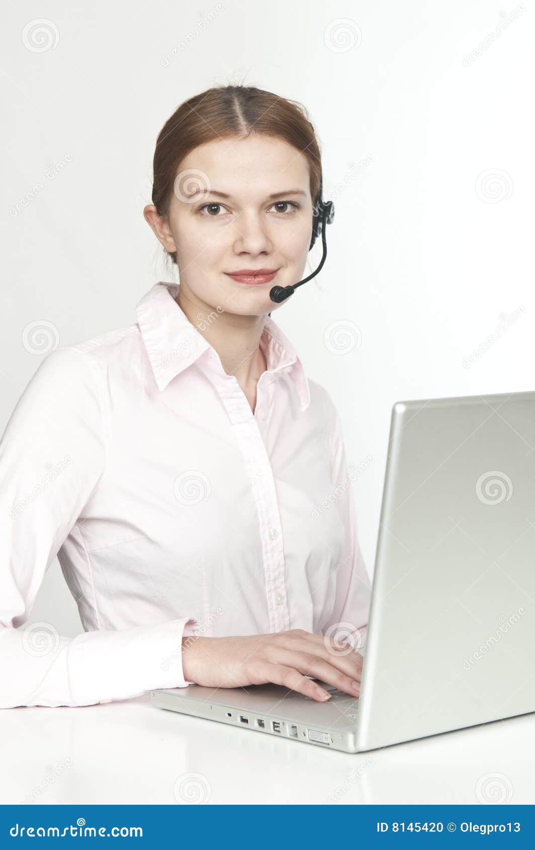 Pretty Young Customer Service Stock Photo - Image of isolated, helpline ...