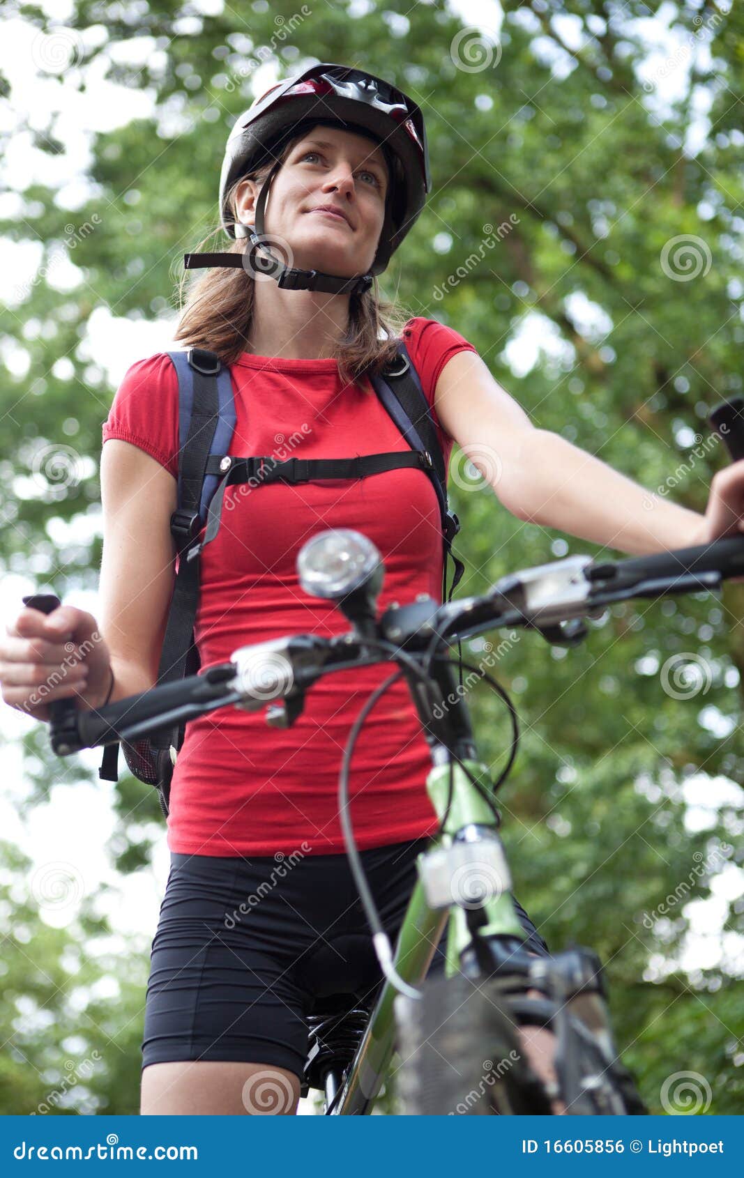 Pretty Young Female Biker Outddors Stock Photo - Image of happiness ...