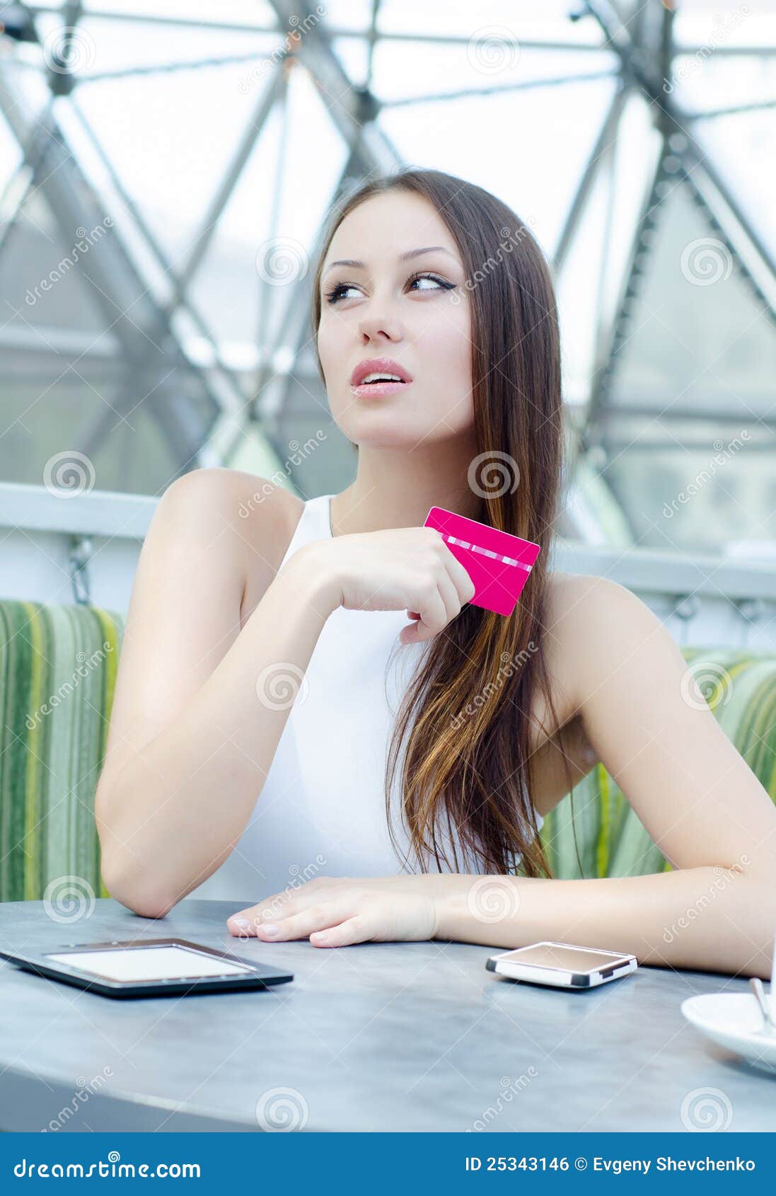 Pretty Young Female with Credit Card Stock Photo - Image of attractive ...