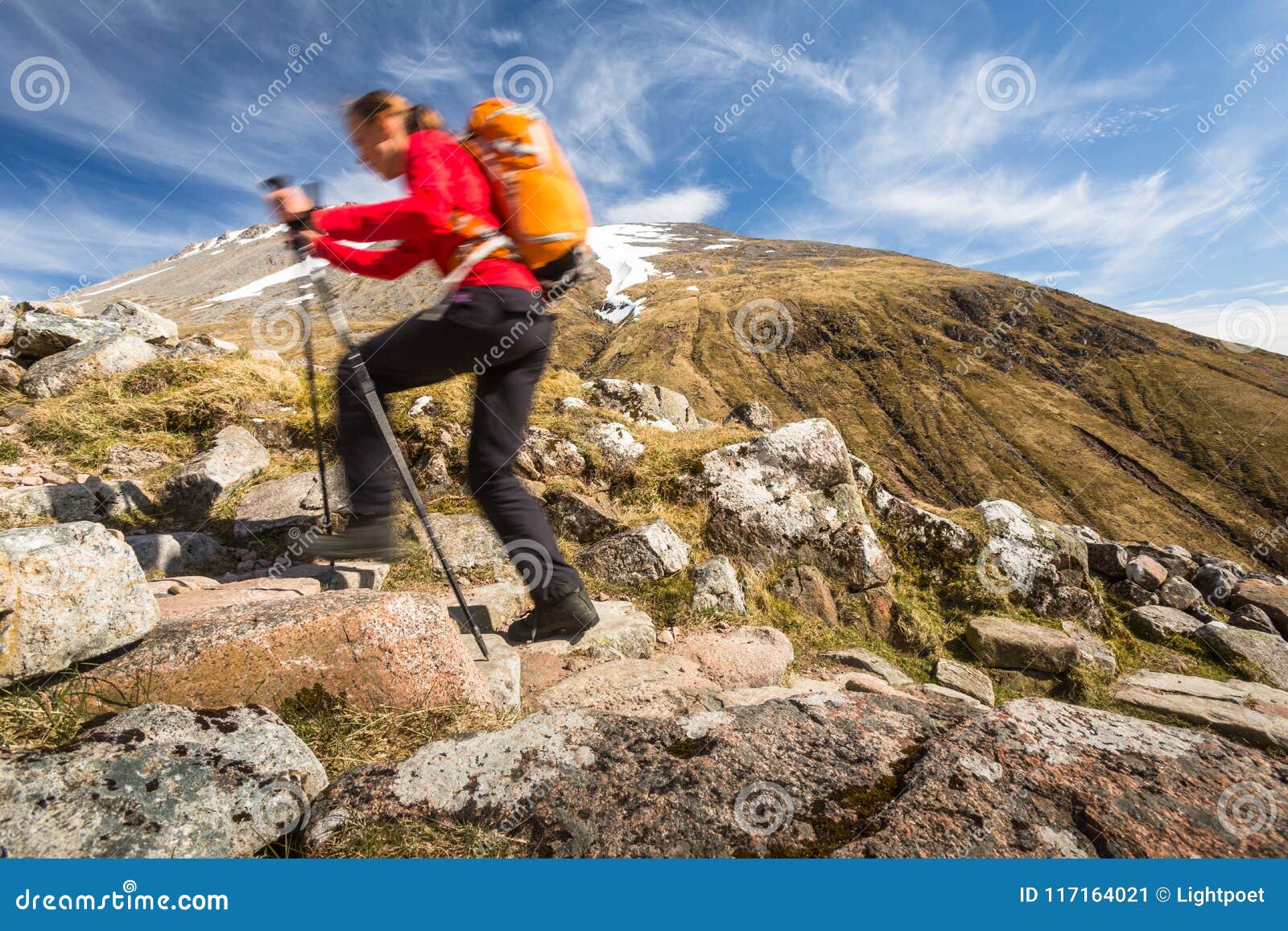Pretty, young female hiker stock image. Image of country - 117164021