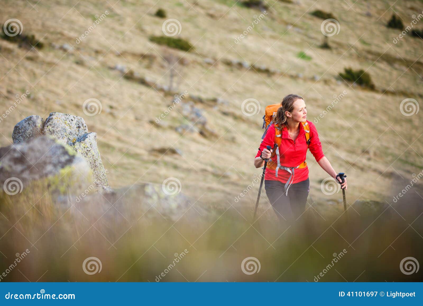 Pretty, young female hiker stock image. Image of nature - 41101697