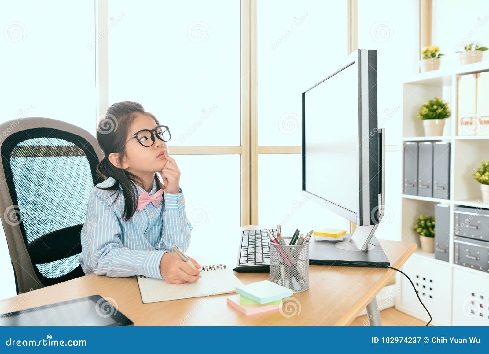 Pretty Young Female Little Kid Office Worker Stock Image - Image of ...