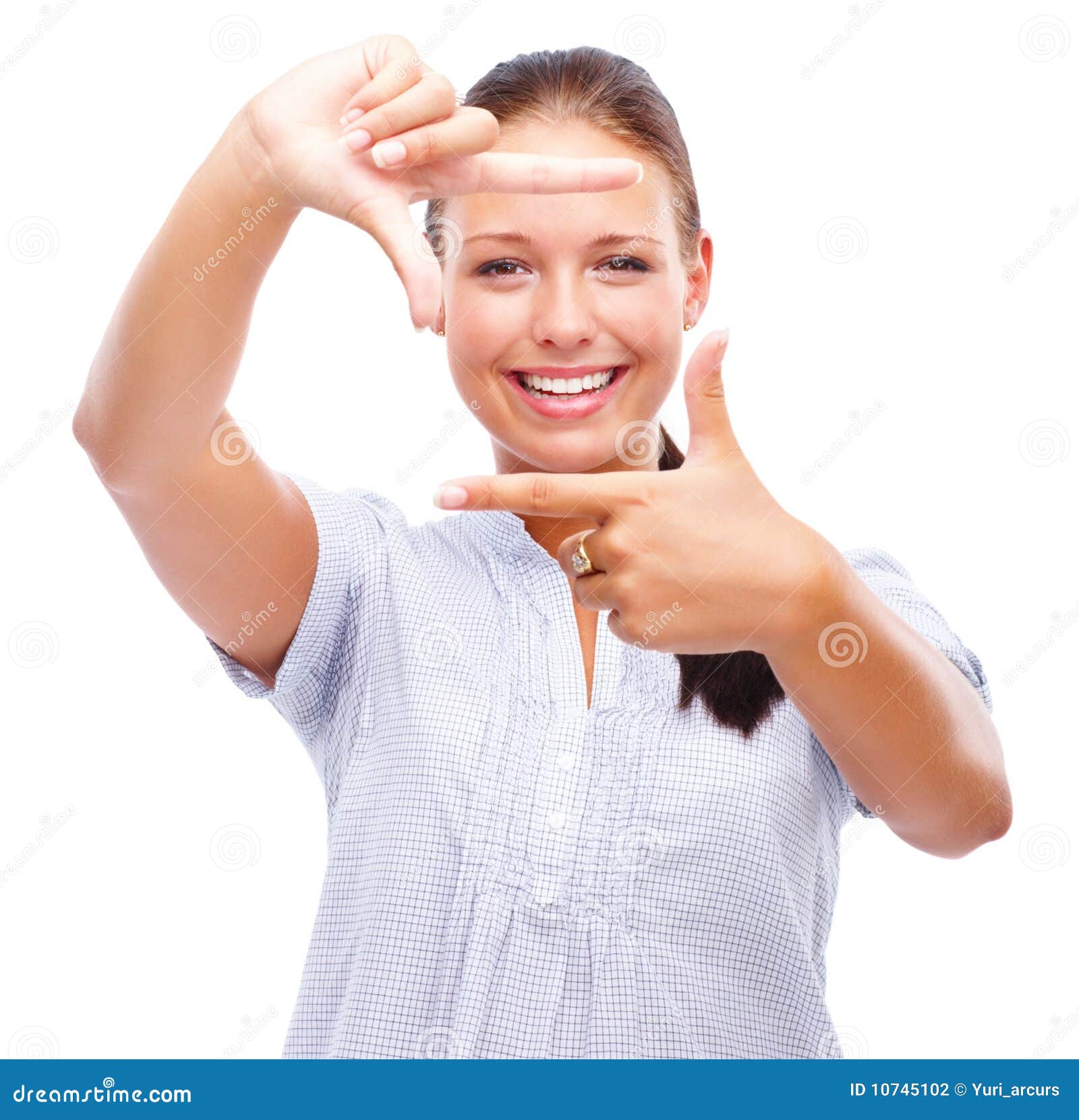 Pretty Young Female Making a Frame with Hands Stock Photo - Image of ...
