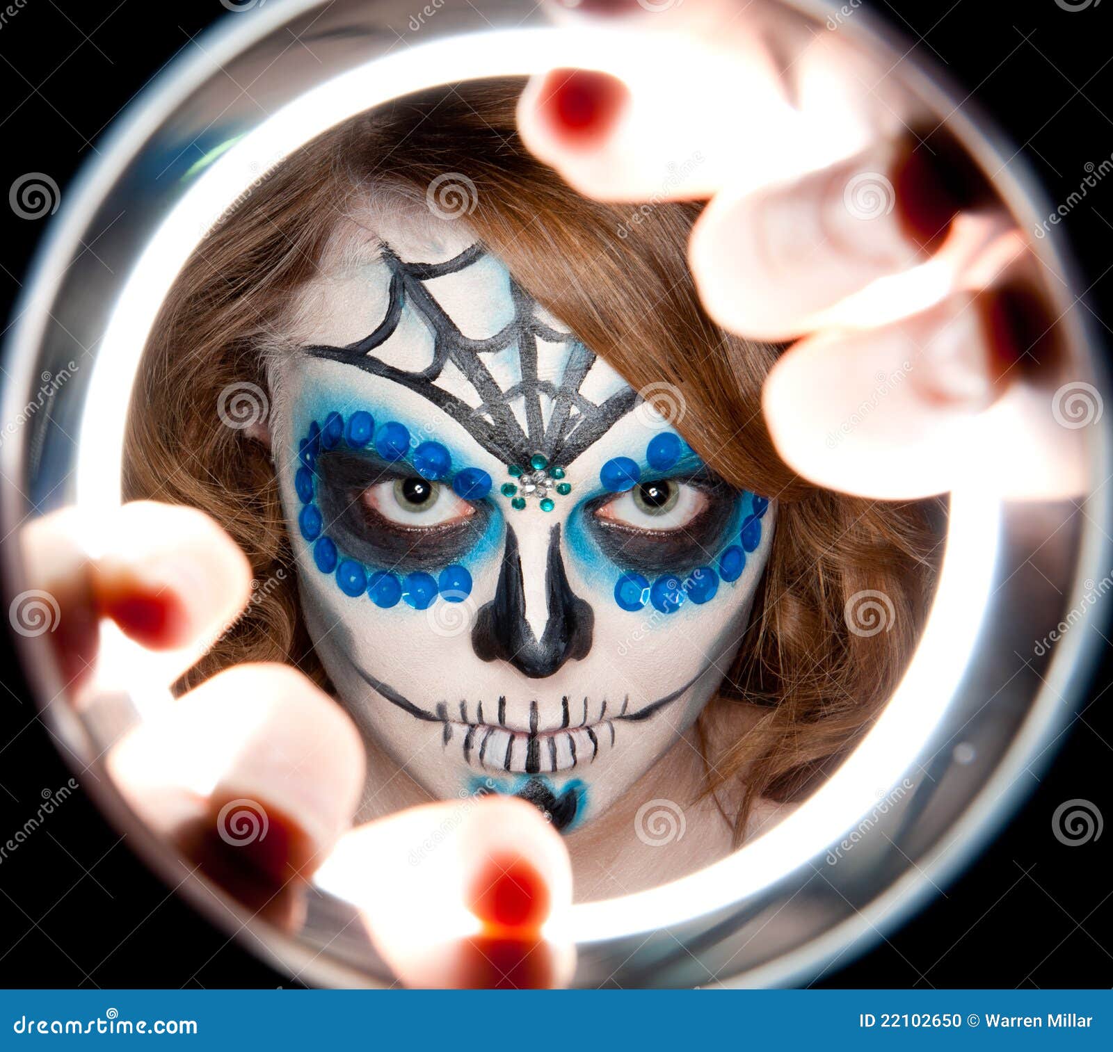 Pretty Young Female in Sugar Skull Make Up Stock Photo - Image of ...