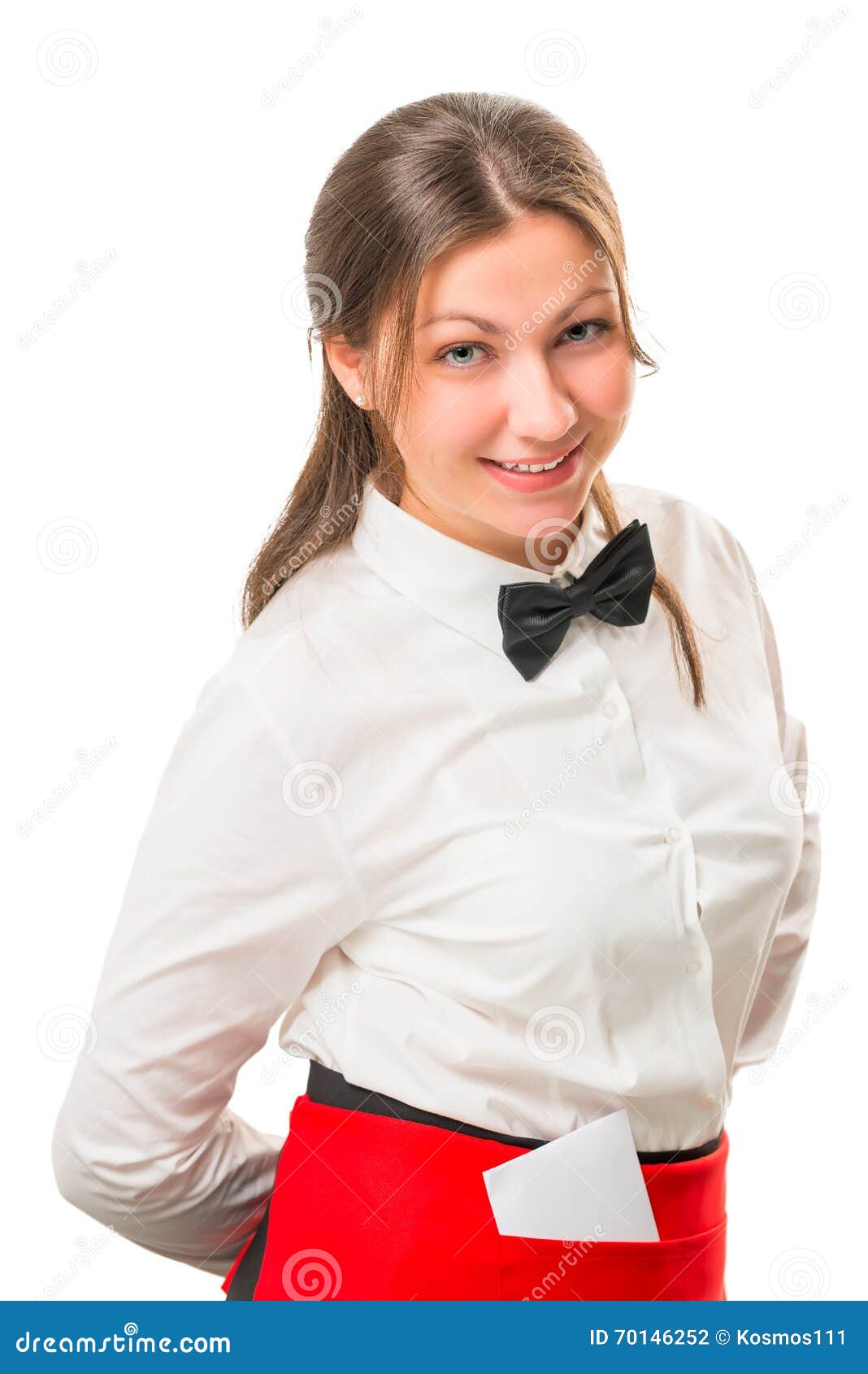 Pretty Young Girl in the Clothes Waitress Stock Photo - Image of order ...