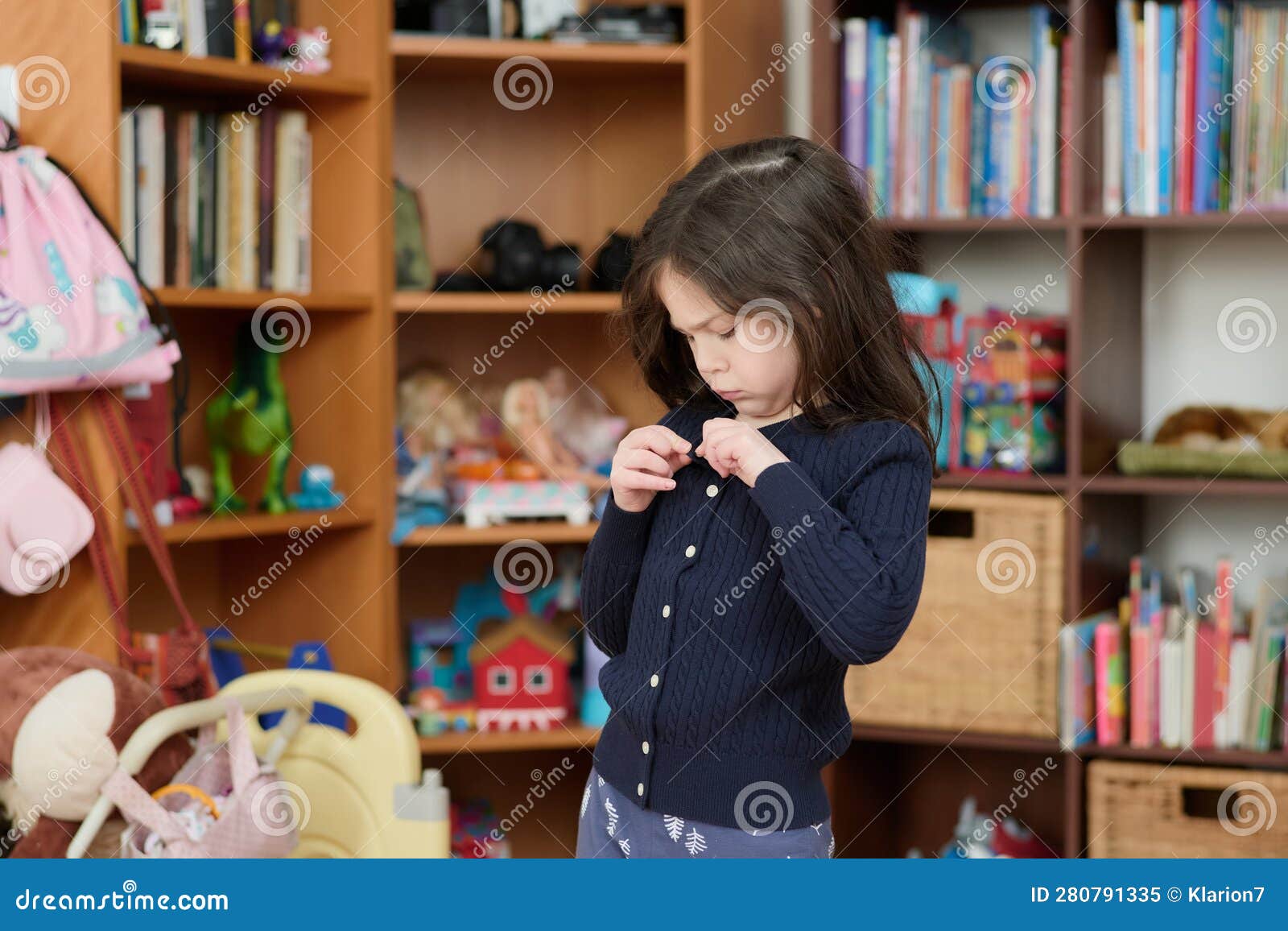 Pretty Young Girl Getting Dressed in Her Room Stock Image - Image of ...