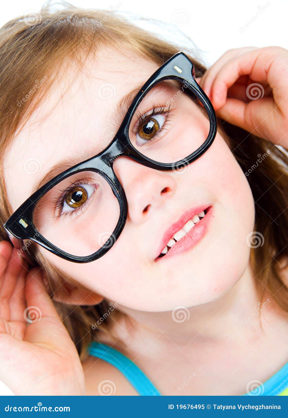 Pretty Young Girl In Glasses Stock Image - Image of adorable, looking ...