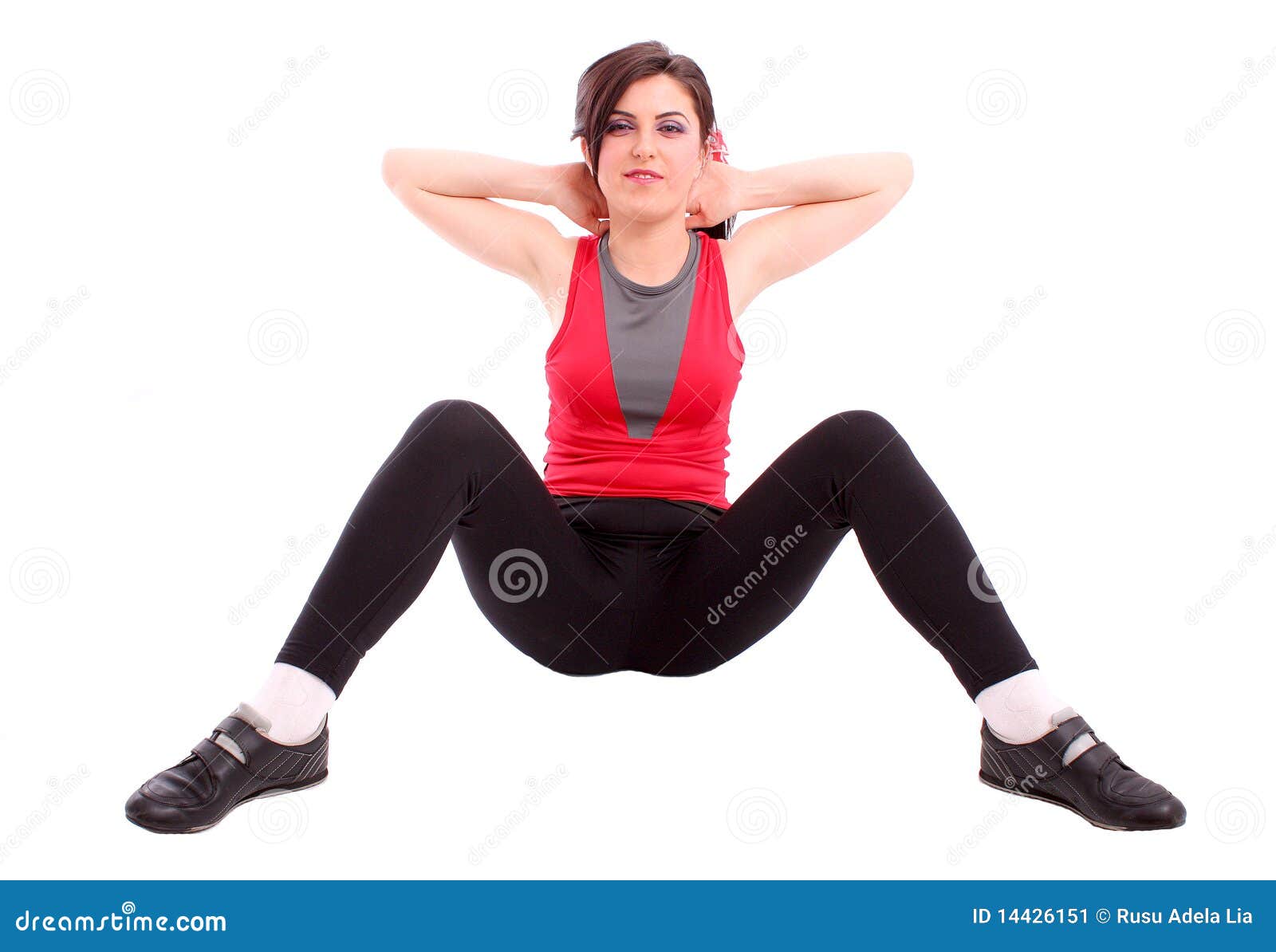 Pretty Young Girl in the Gymnastic Pose Stock Image - Image of happy ...
