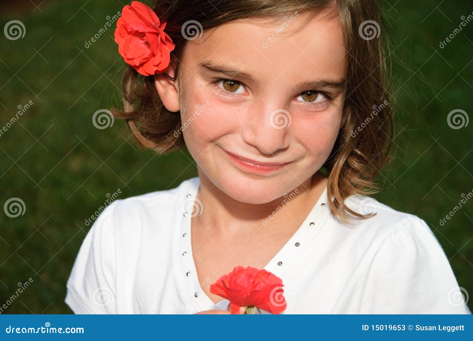 Pretty Young Girl with Roses Stock Image - Image of expressive ...