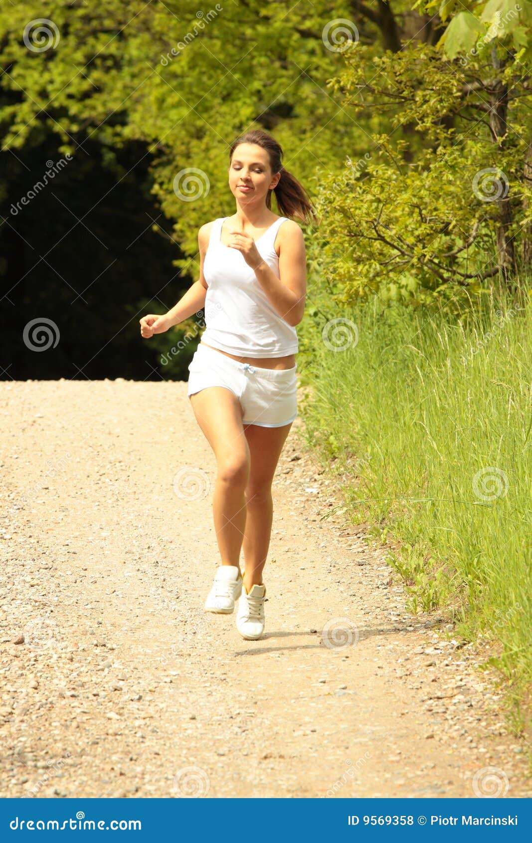 Pretty young girl runner. stock photo. Image of energy - 9569358