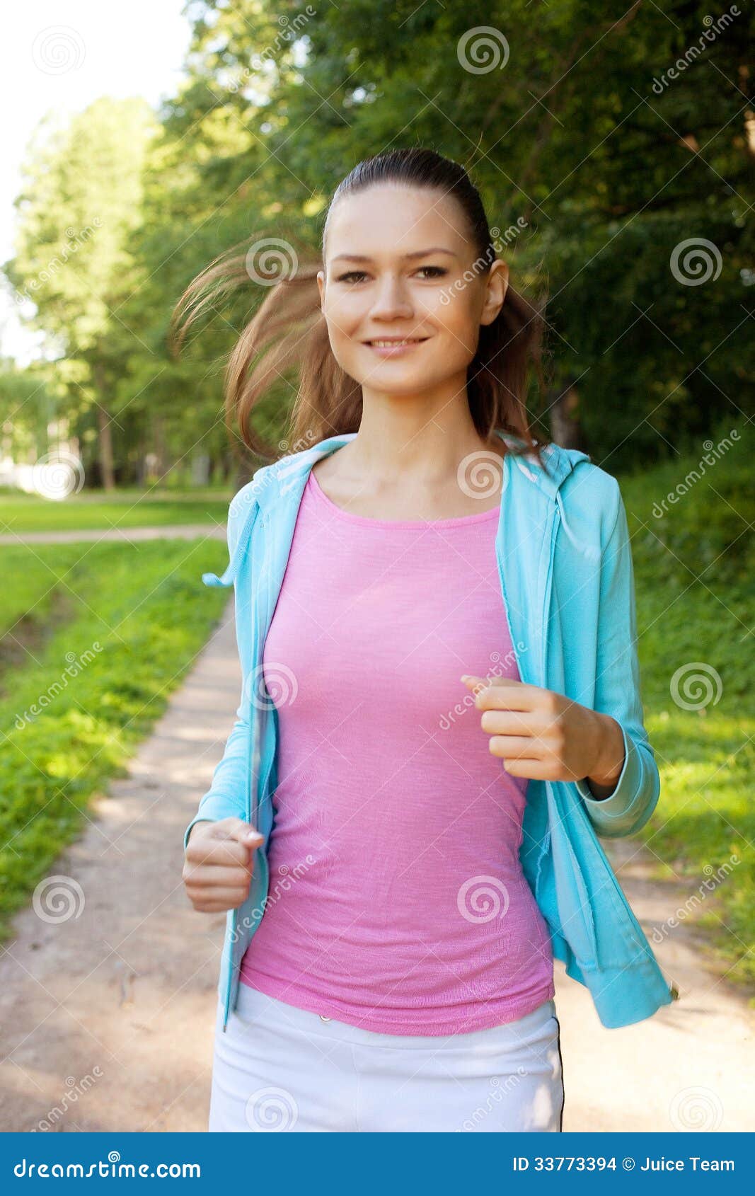Pretty Young Girl Runner in the Forest. Stock Photo - Image of fitness ...