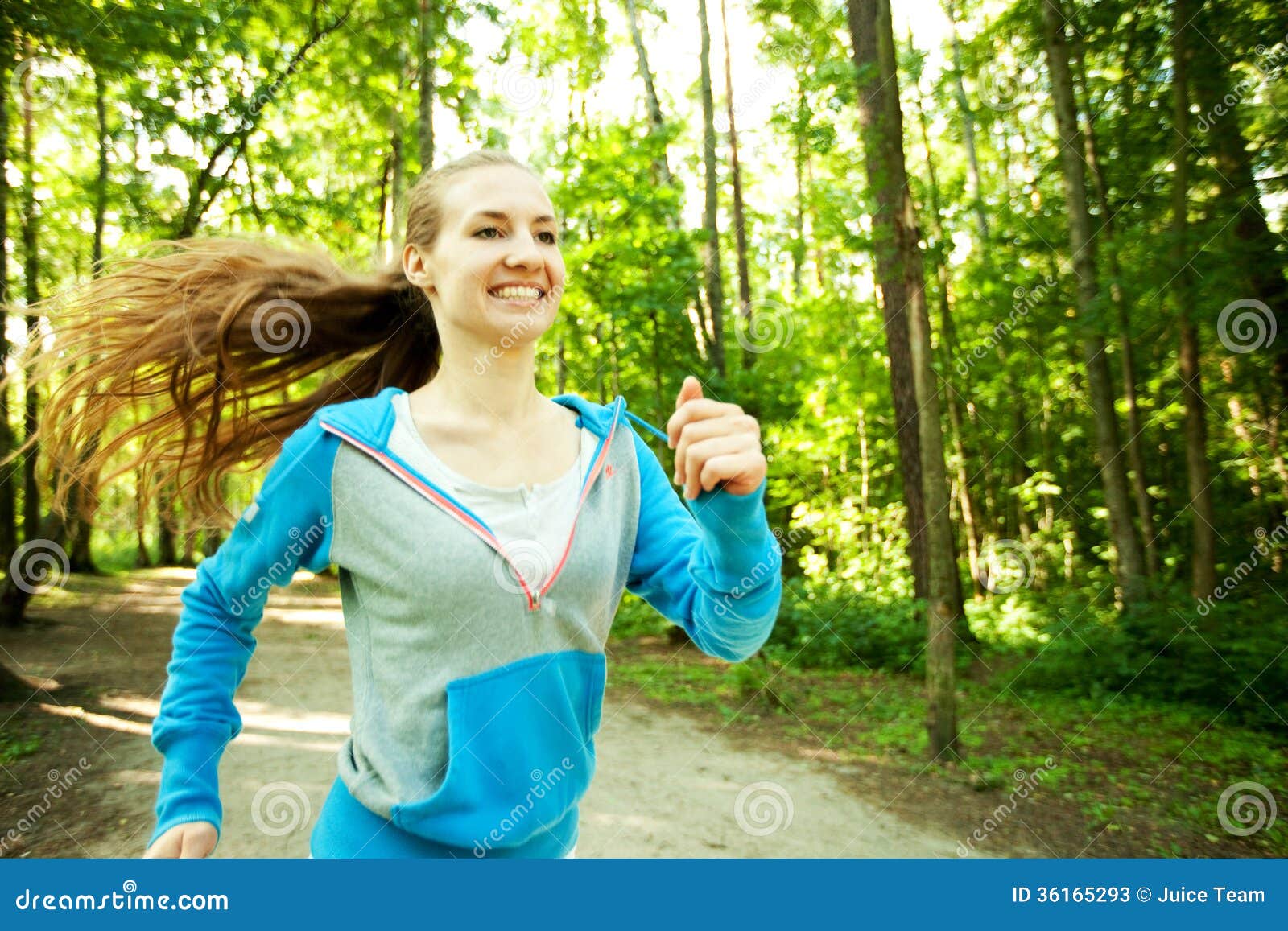 Pretty Young Girl Runner in the Forest. Stock Image - Image of girl ...