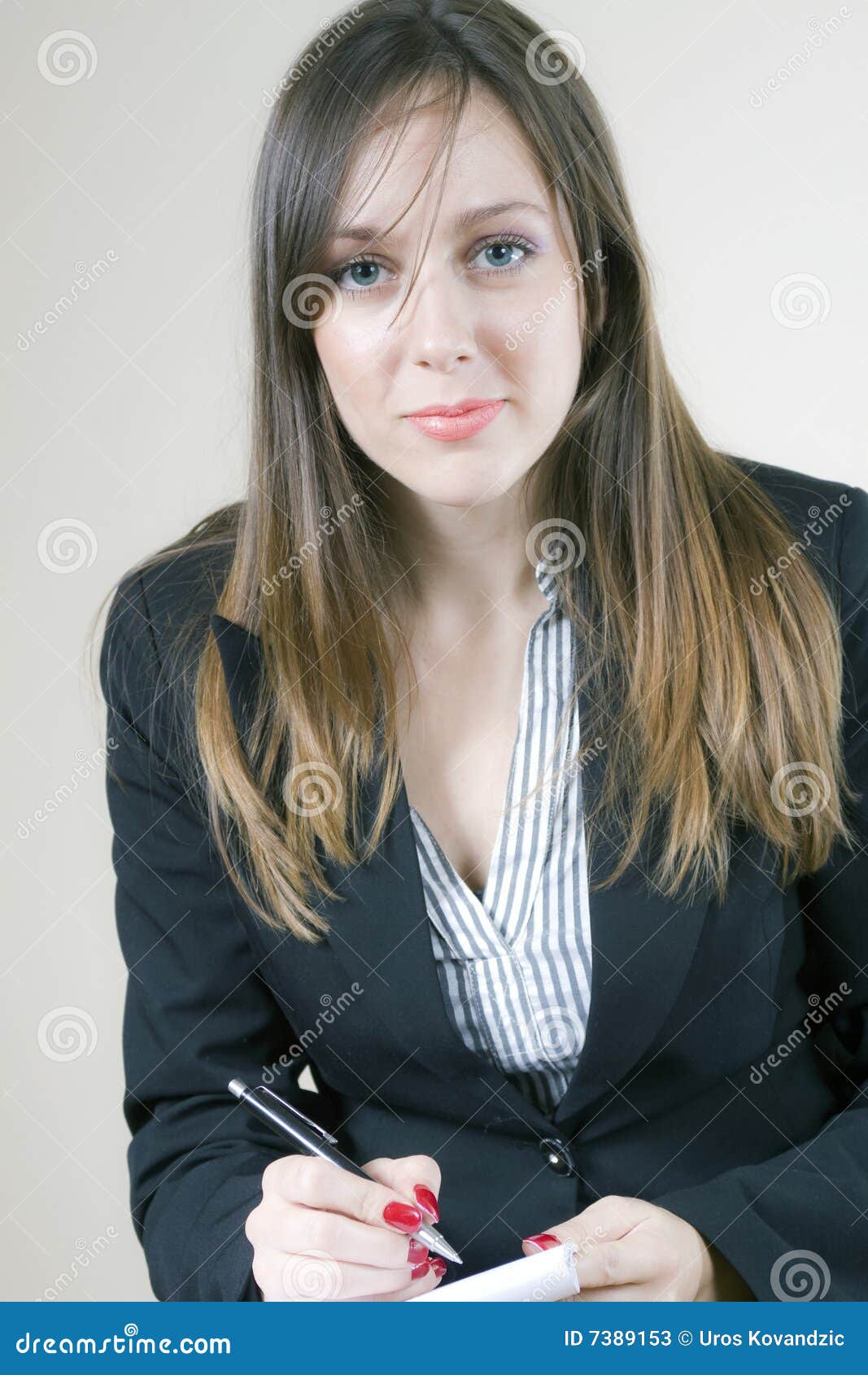 Pretty Young Girl Secretary Taking Notes Stock Image - Image of beauty ...