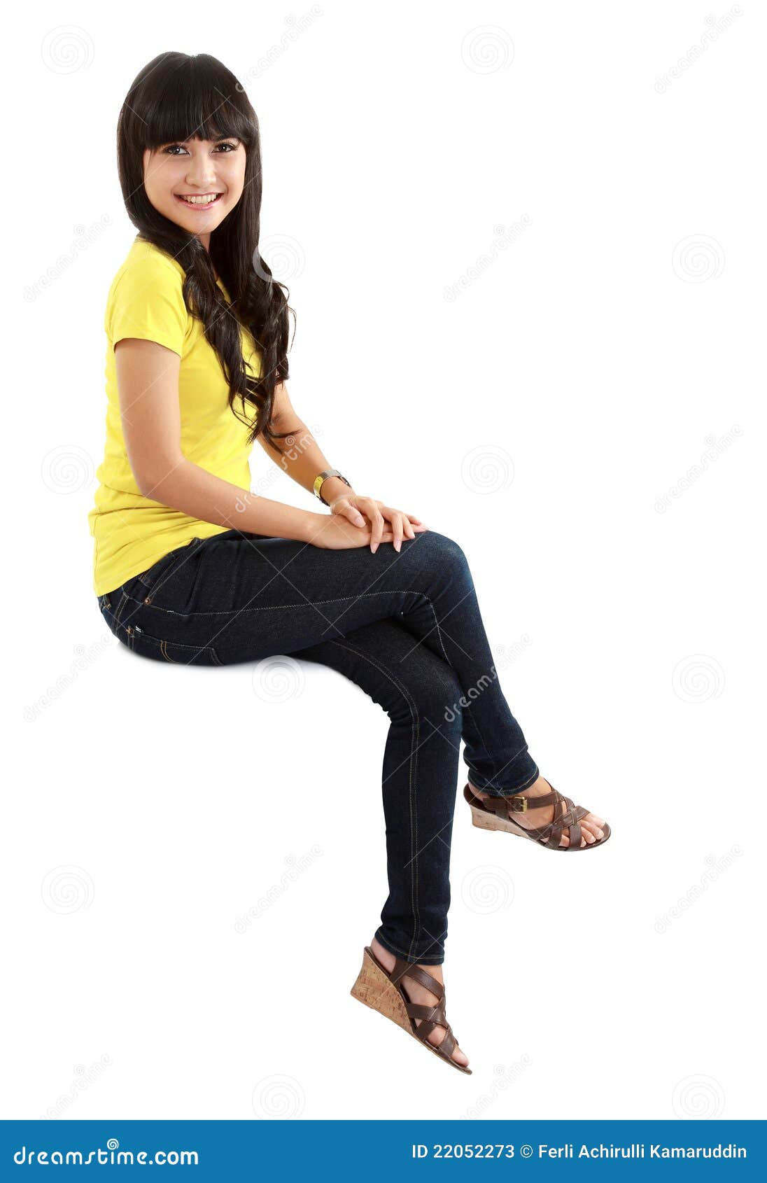 Pretty Young Girl Sitting On Something Stock Photos - Image: 22052273