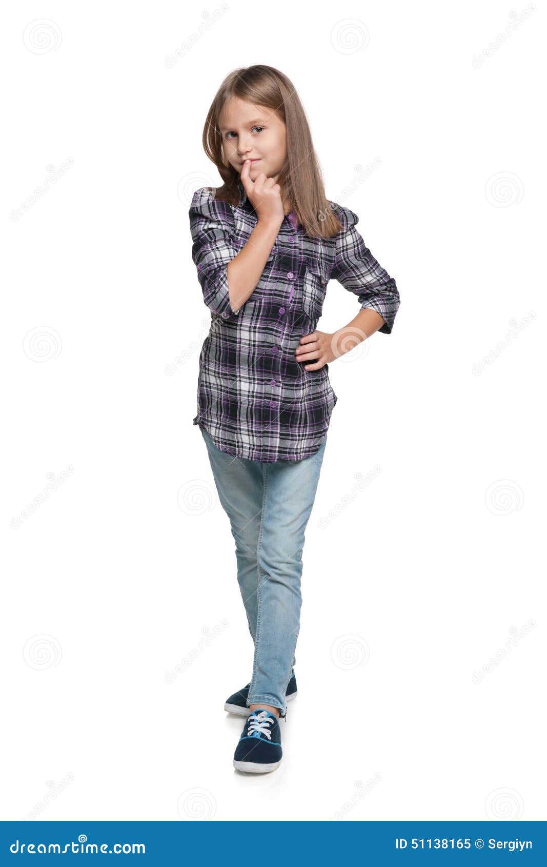 Pretty young girl thinks stock image. Image of childhood - 51138165