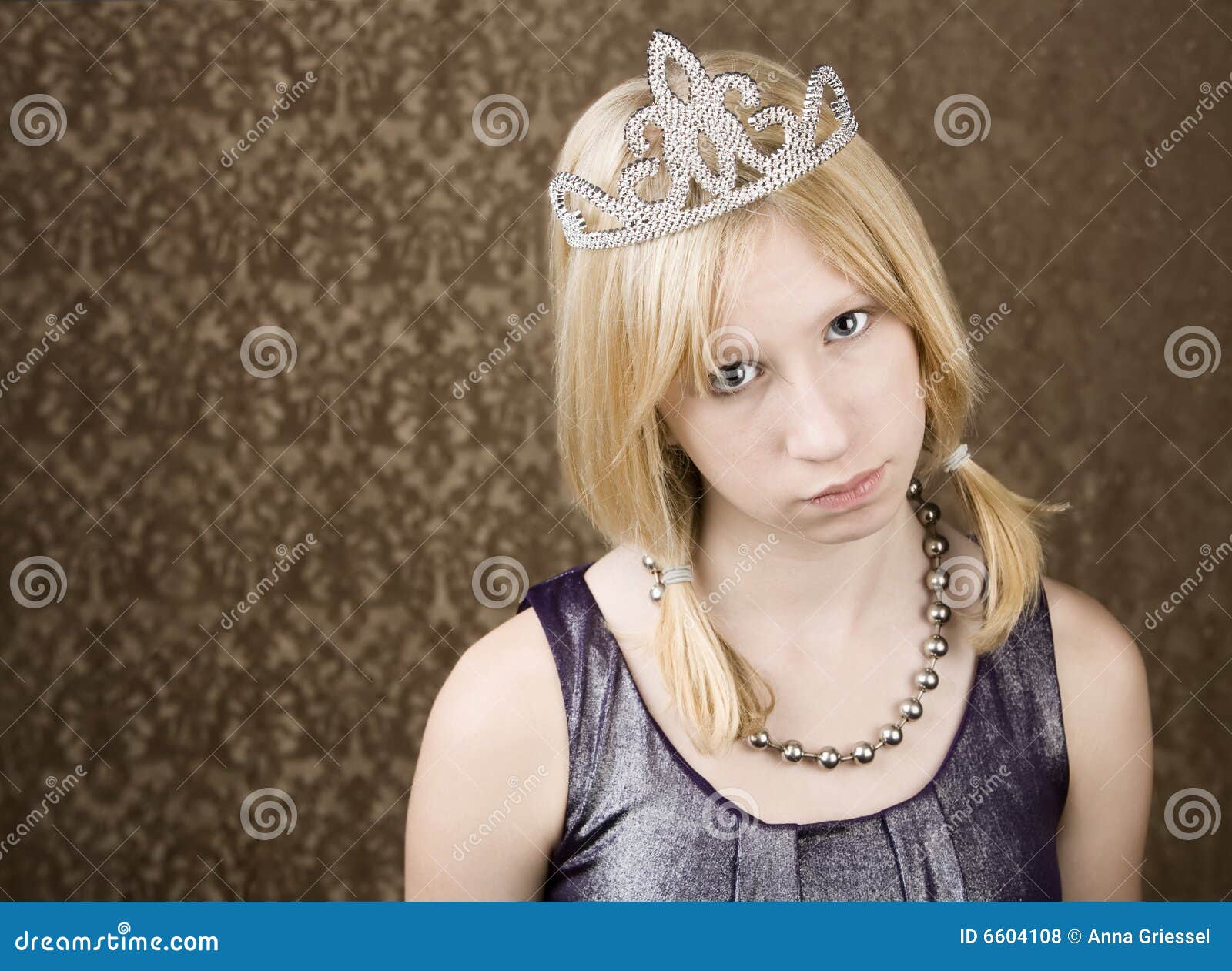 Pretty Young Girl with a Tiara Stock Photo - Image of dress, princess ...