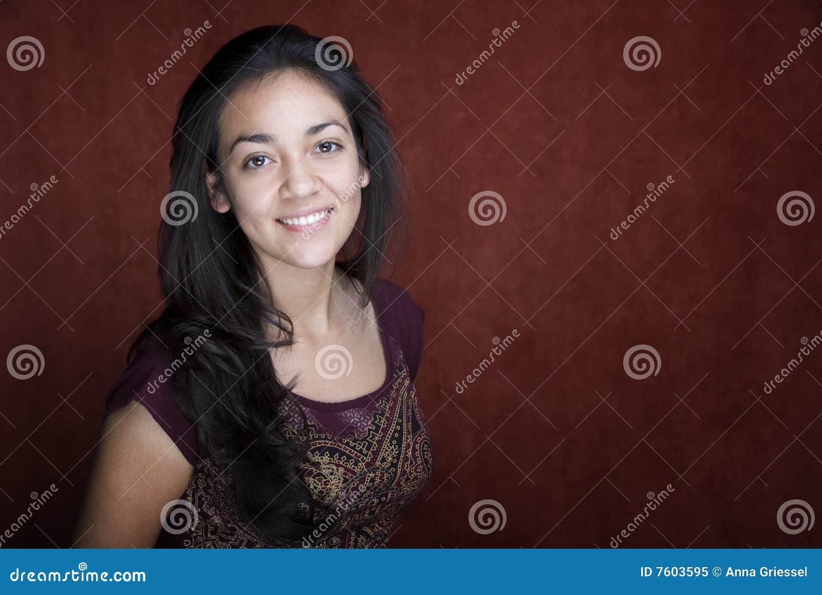 Pretty Young Hispanic Woman Stock Image - Image of studio, horizontal ...