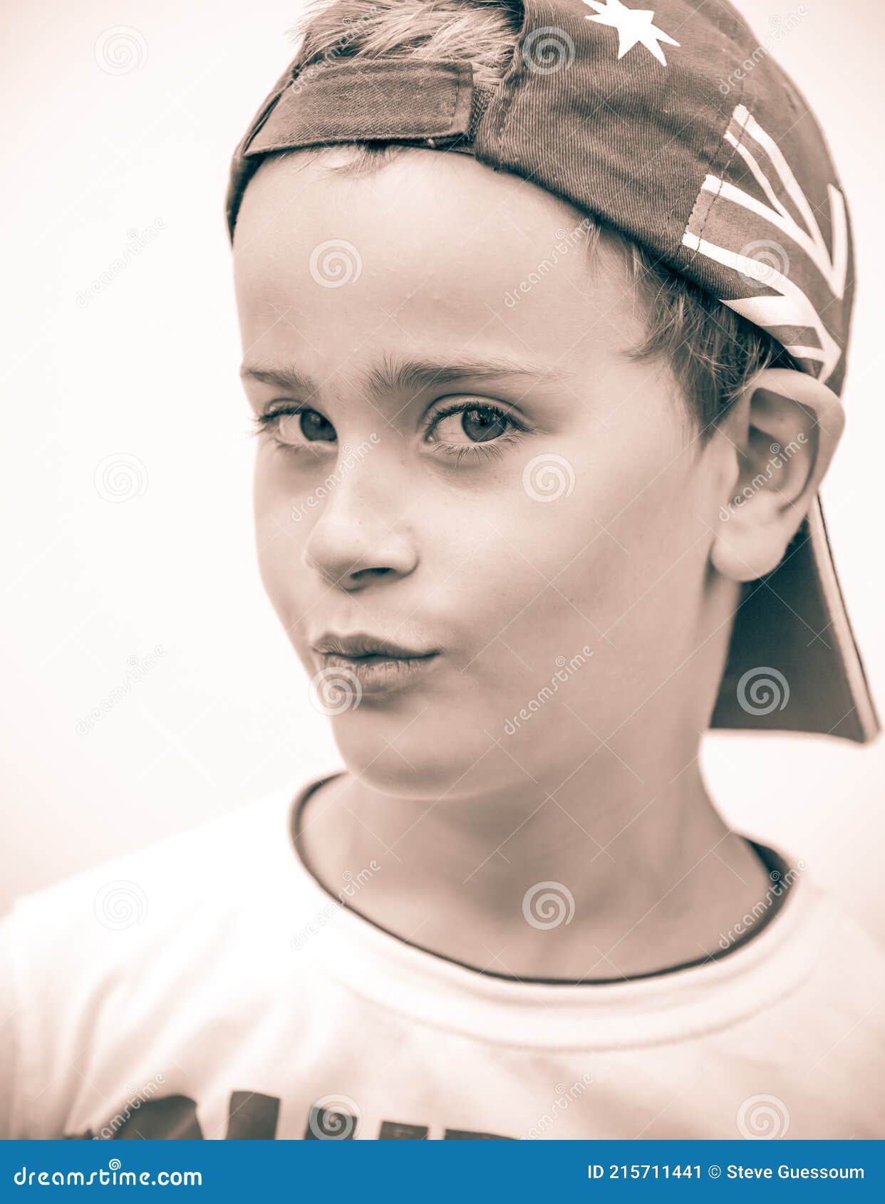 Pretty Young Kid with Backwards Cap on Stock Image - Image of head ...