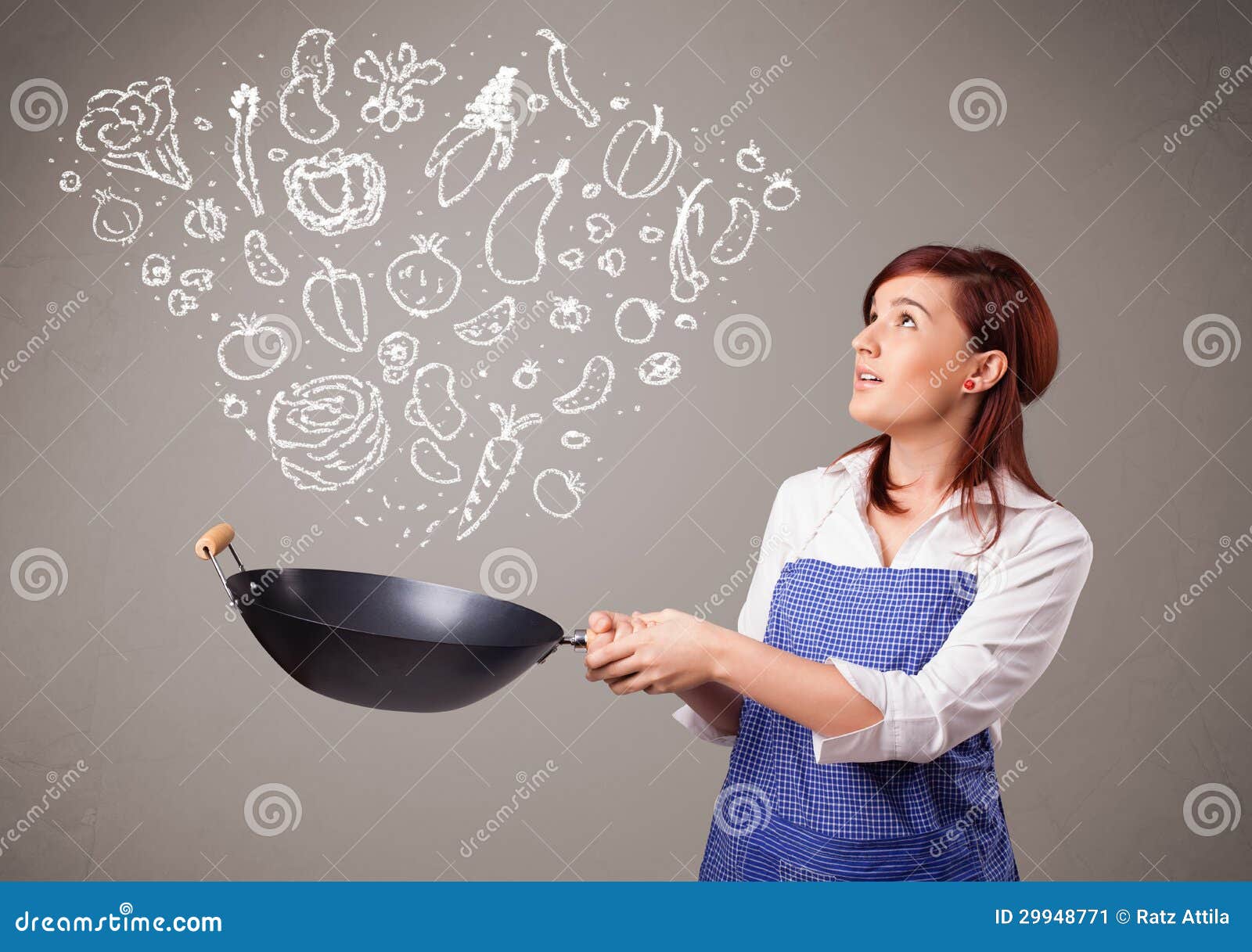 Young Woman Cooking Vegetables Stock Image - Image of beautiful ...