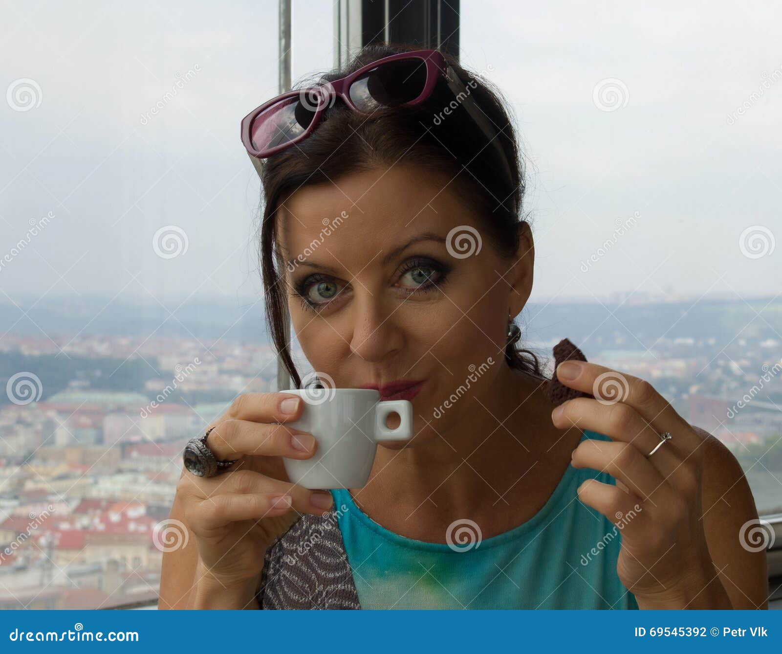 Pretty Young Lady Drinking Coffee Stock Photo - Image of human, female ...