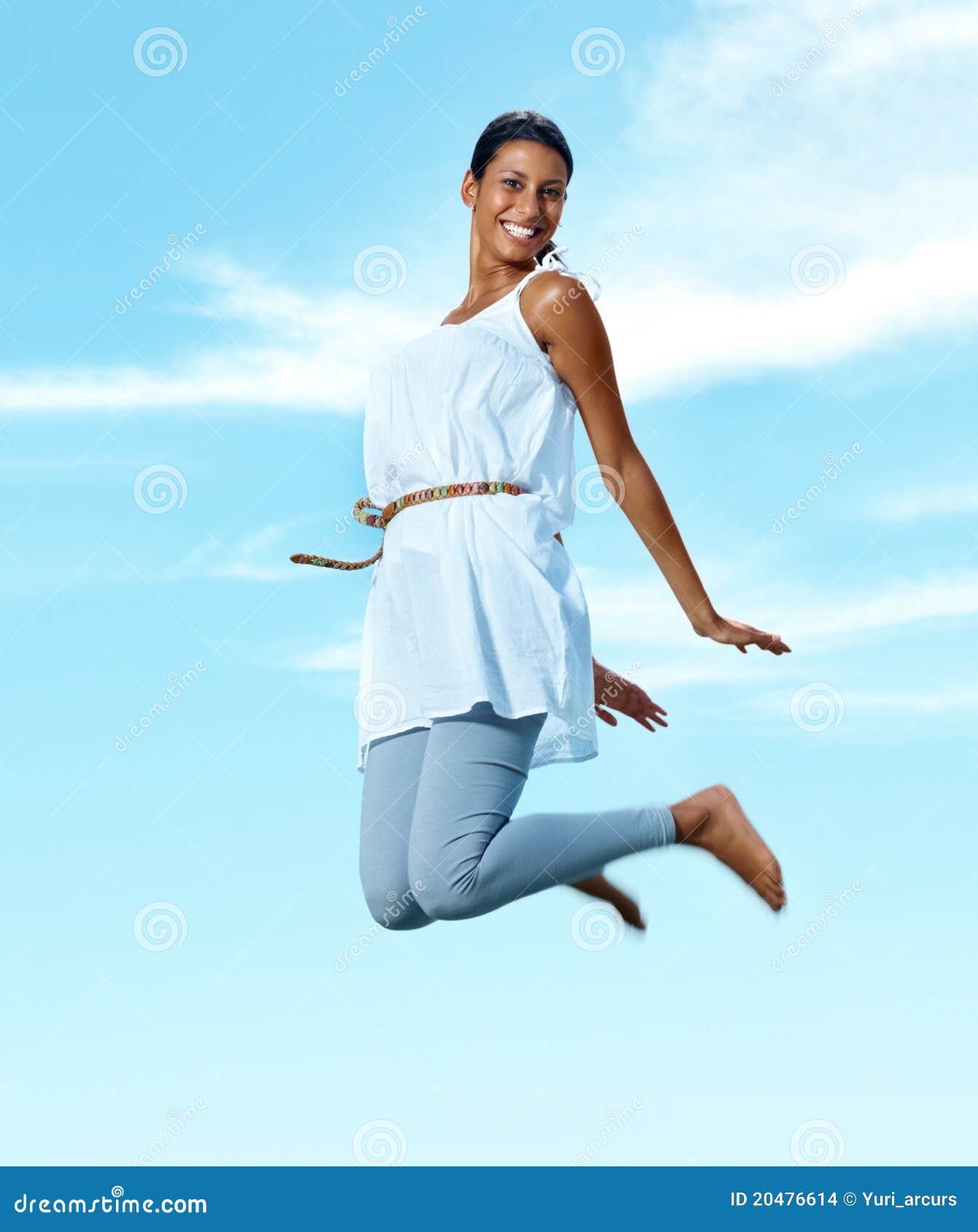 Pretty Young Lady Jumping in Joy Stock Photo - Image of high, cute ...