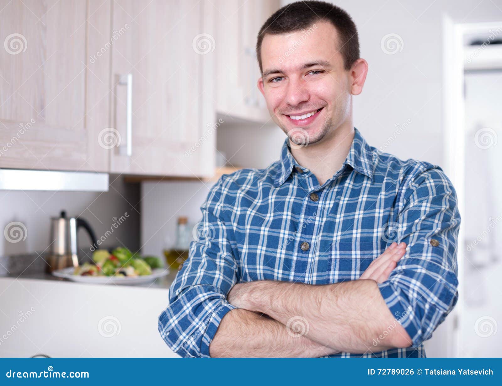 Pretty Young Man Posing in the Kitchen Stock Photo - Image of freshness ...