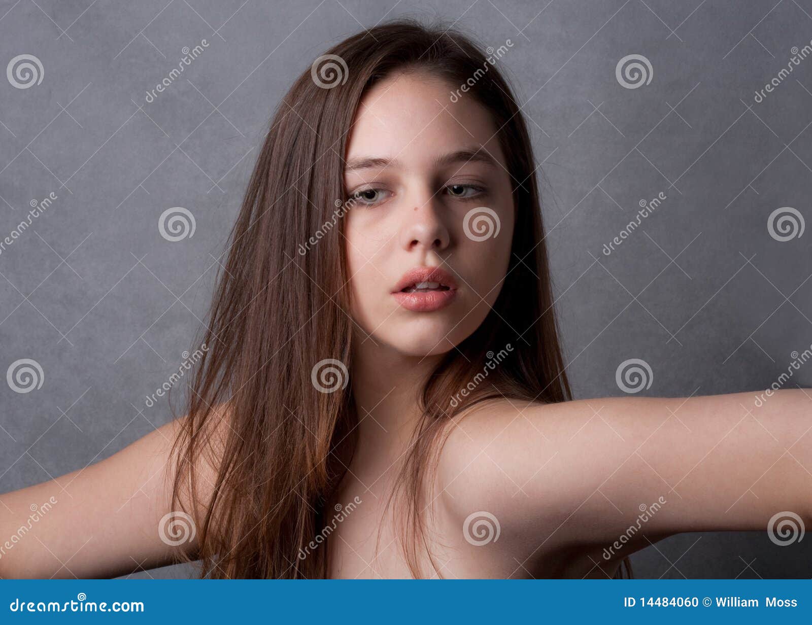 Pretty Young Model with Bare Arms Stock Photo - Image of headshot ...
