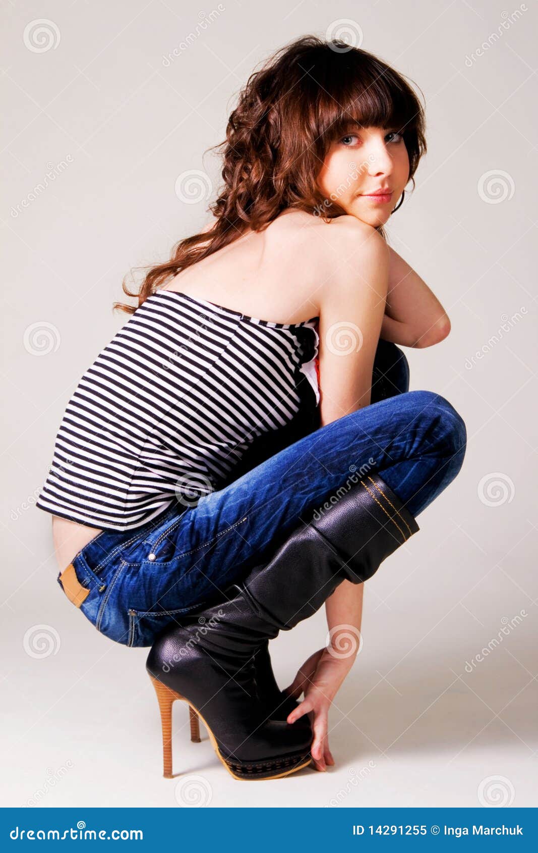 Pretty Young Model in Casual Style Clothing Stock Image - Image of blue ...