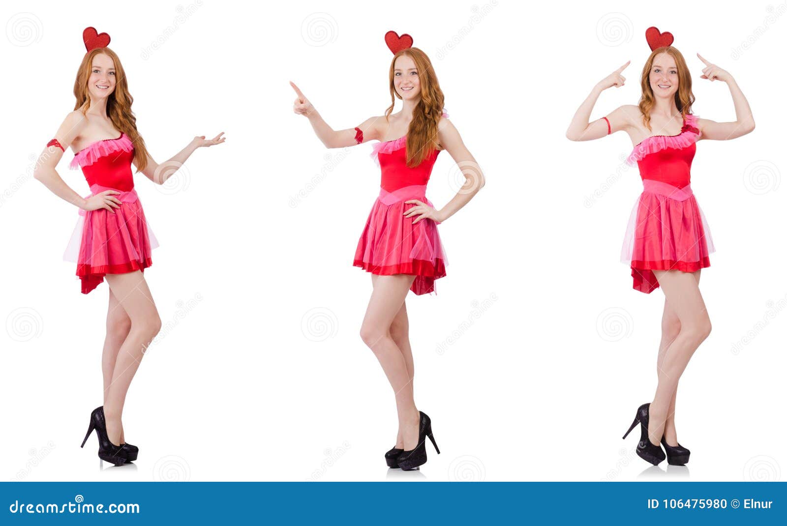 The Pretty Young Model in Mini Pink Dress Isolated on White Stock Photo ...