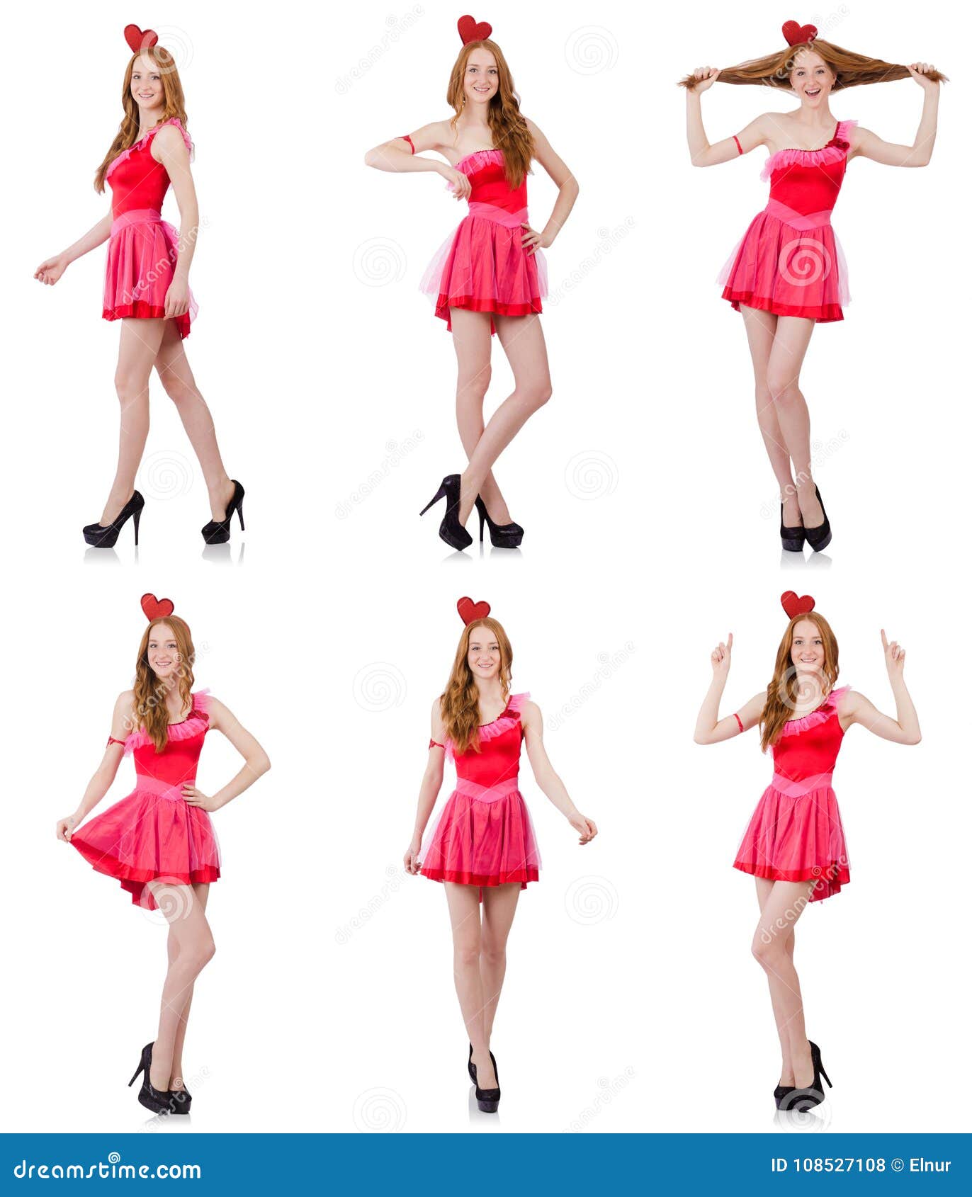 The Pretty Young Model in Mini Pink Dress Isolated on White Stock Photo ...