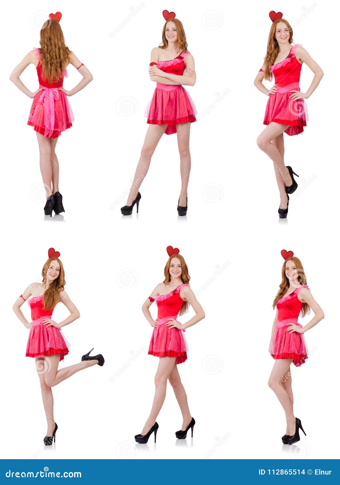 The Pretty Young Model in Mini Pink Dress Isolated on White Stock Photo ...